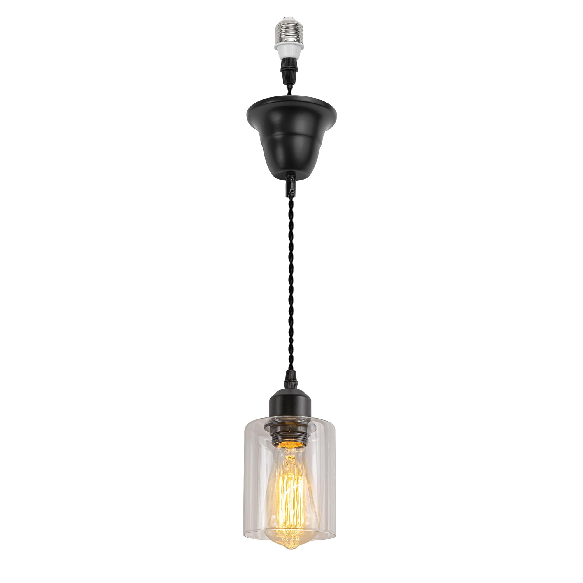 FSLiving Ceiling Light E26 Base Conversion Pendant Light with Black ...