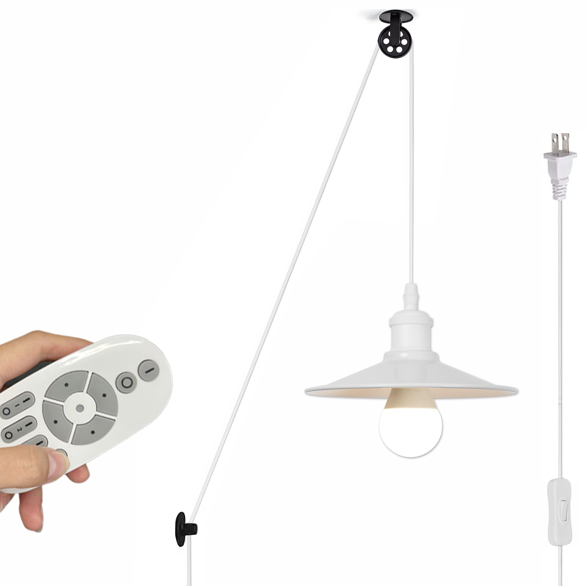 FSLiving Ceramic Liner Lamp Socket Handle Pendant Lighting Swag with ...