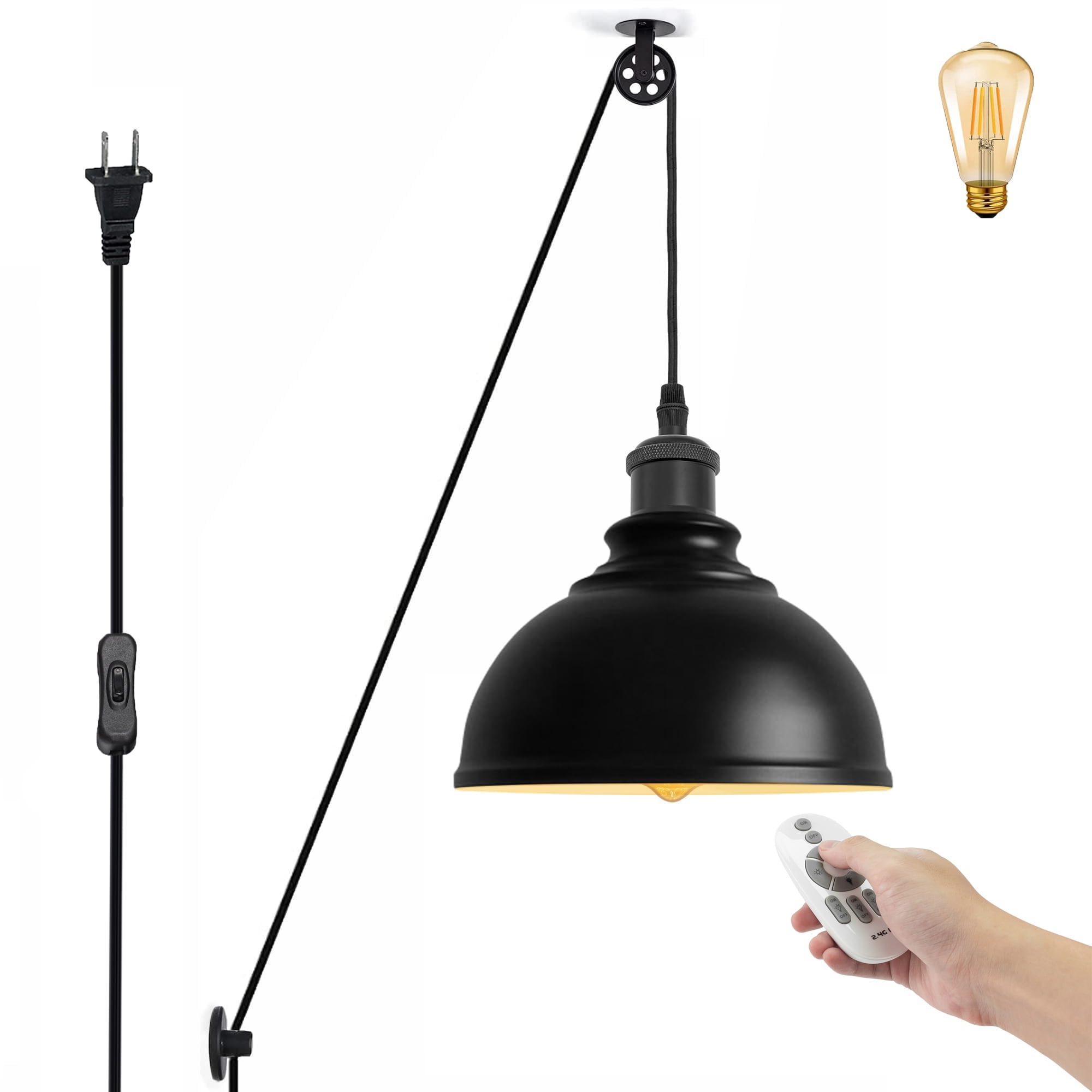 FSLiving Ceramic Liner Lamp Socket Remote Control Pendant Lights with ...