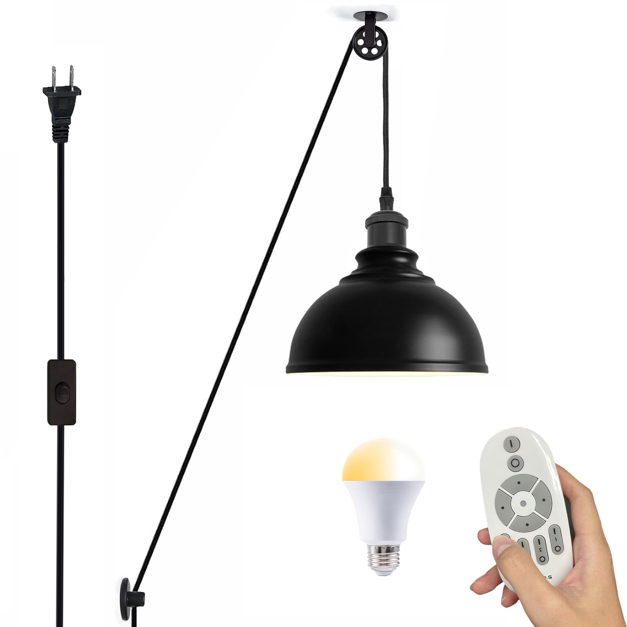 FSLiving Ceramic Liner Lamp Socket Remote Control Pendant Lights with ...