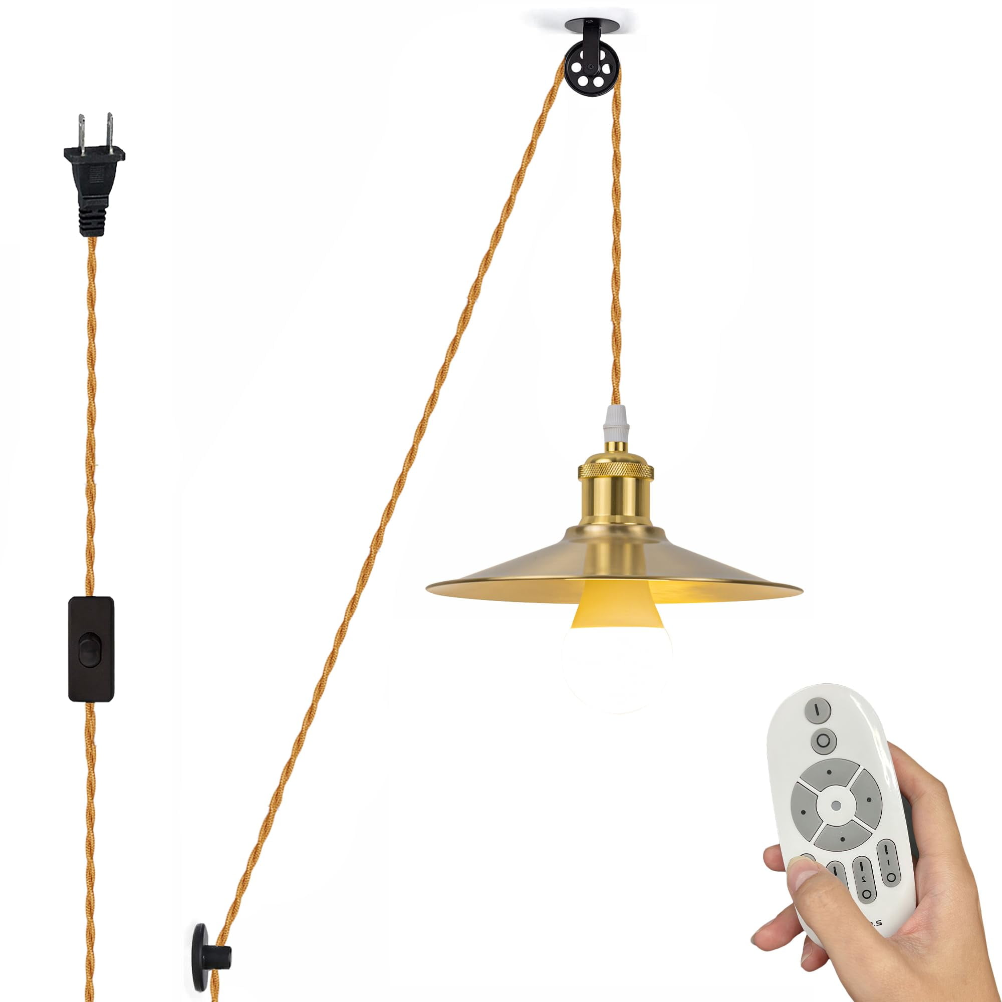 FSLiving Ceramic Liner Lamp Socket Remote Control Pendant Lights with ...