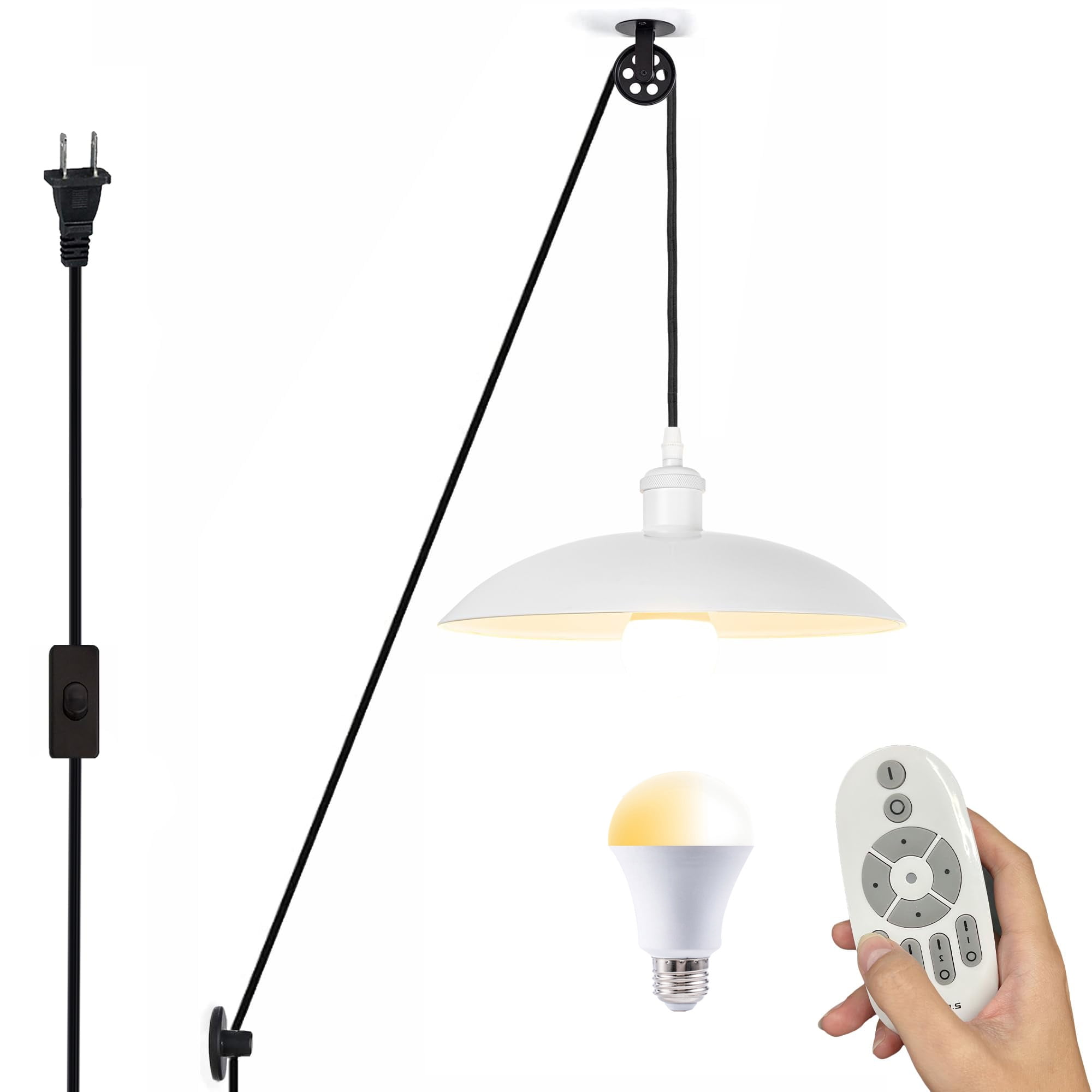 FSLiving Ceramic Liner Lamp Socket Remote Control Pendant Lights with ...