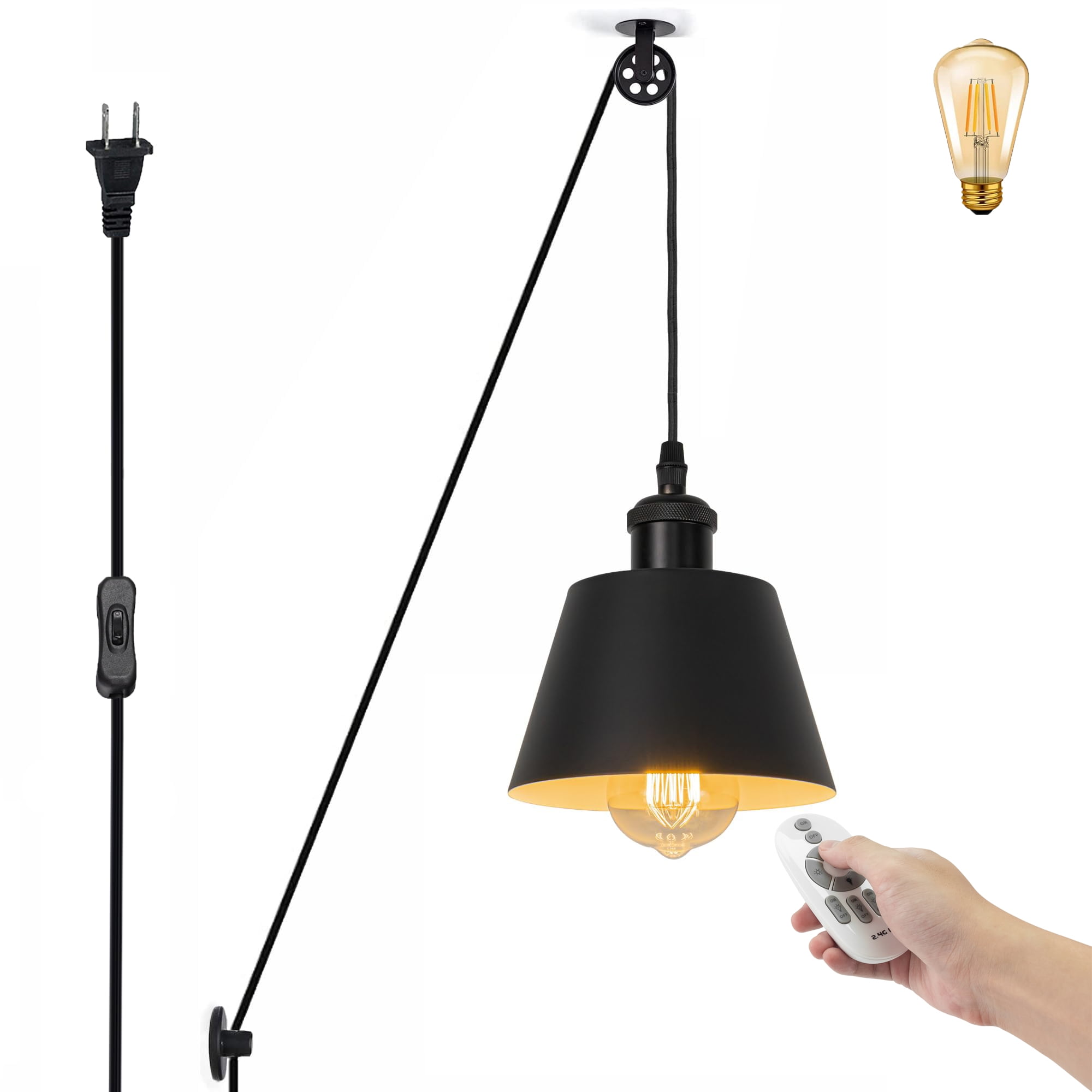 FSLiving Ceramic Liner Lamp Socket Remote Control Swag Pendant Lights ...