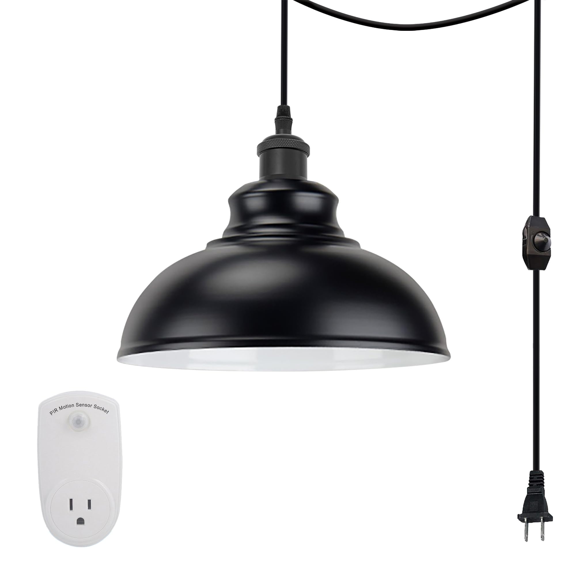 FSLiving Ceramic liner Lamp Socket Handle Pendant Lighting Swag with ...