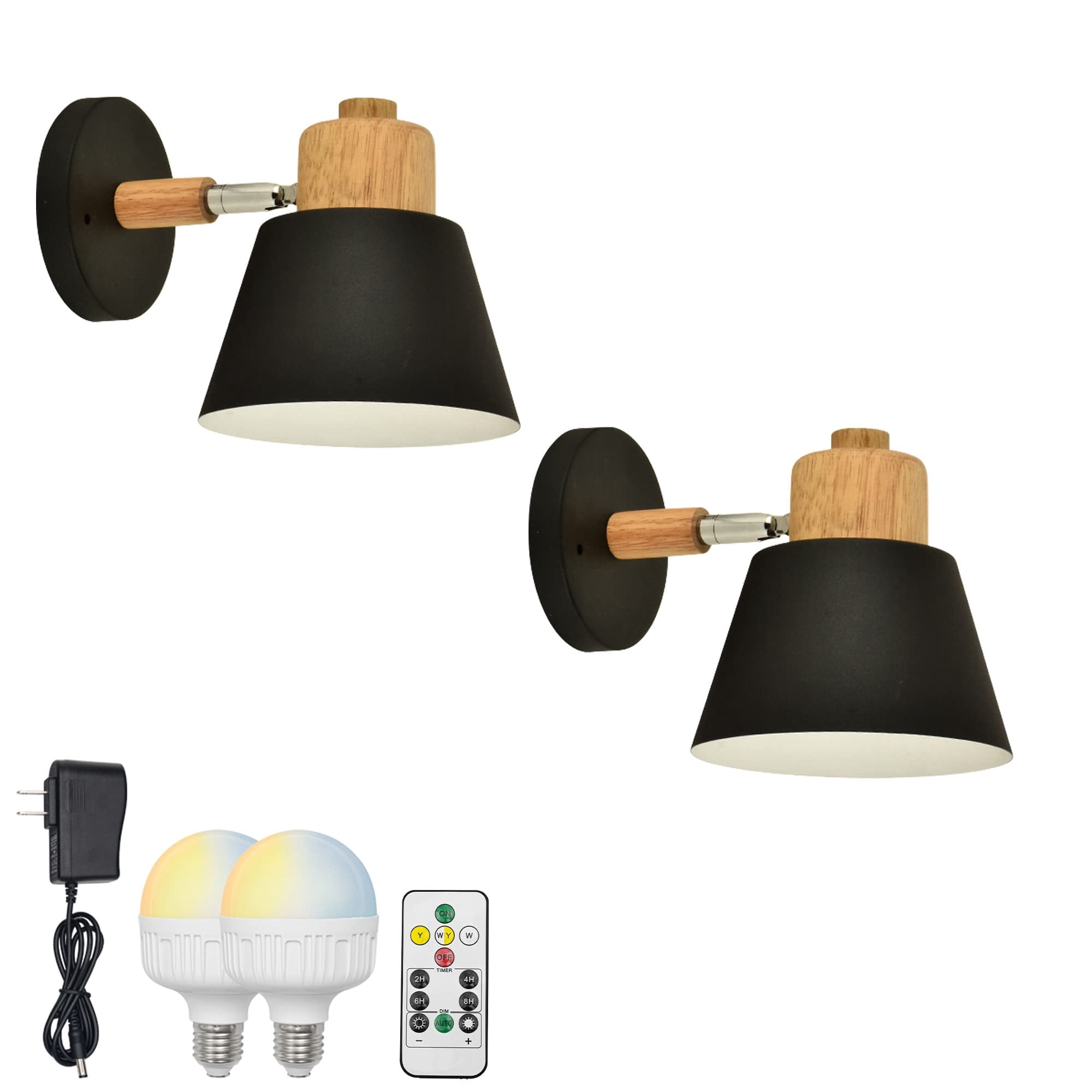 FSLiving Cordless LED Wall Sconce, RGB, Dimmable, Rechargeable, Remote ...