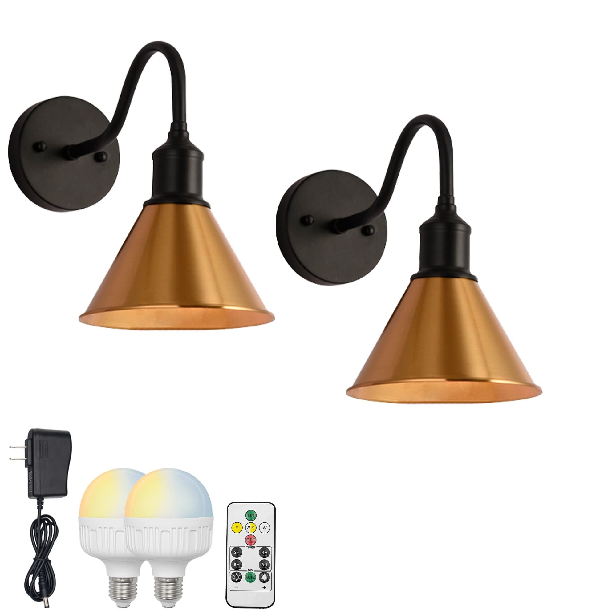 FSLiving Color Changing RGB Mode Wall Sconces Wireless Remote Control ...