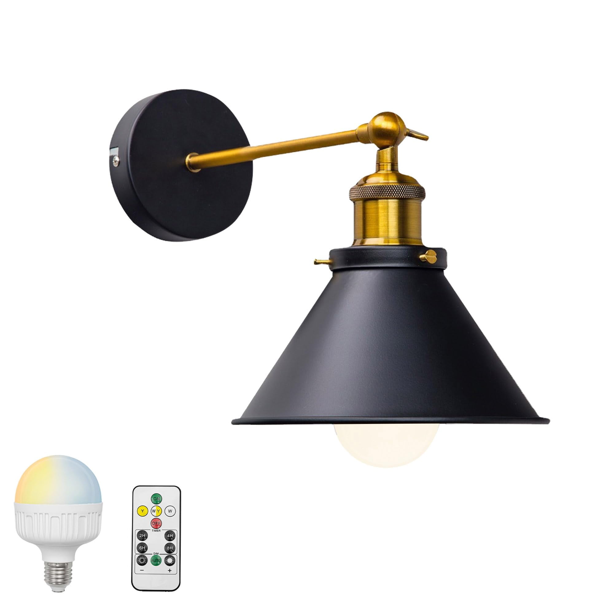 FSLiving Color Changing RGB Mode Wall Sconces Wireless Remote Control ...