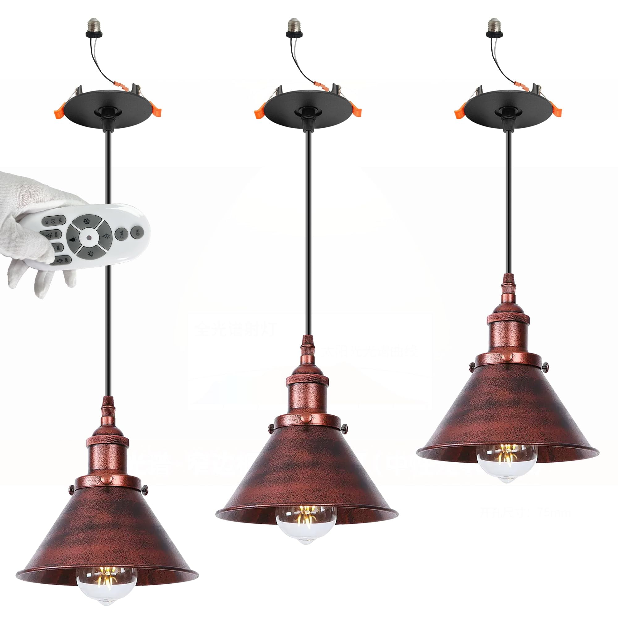 FSLiving Compatible E26 Socket Can Recessed Mounted Instant ON Pendant ...