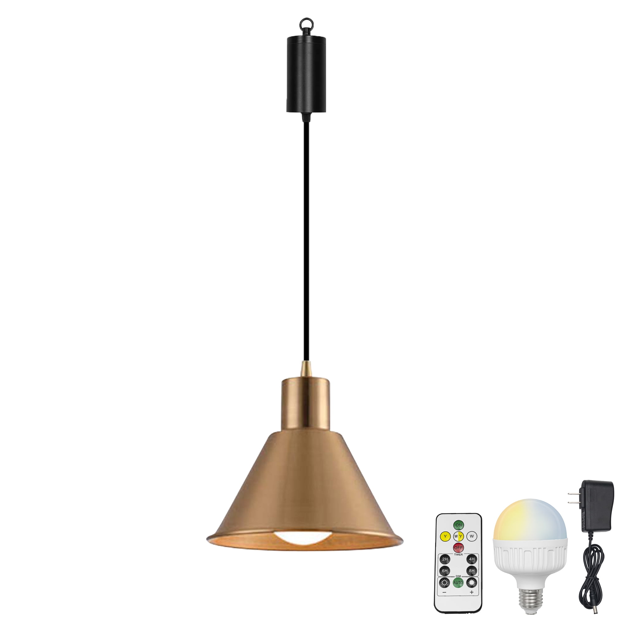 FSLiving Copper Plating Industrial Pendant Light with Rechargeable ...