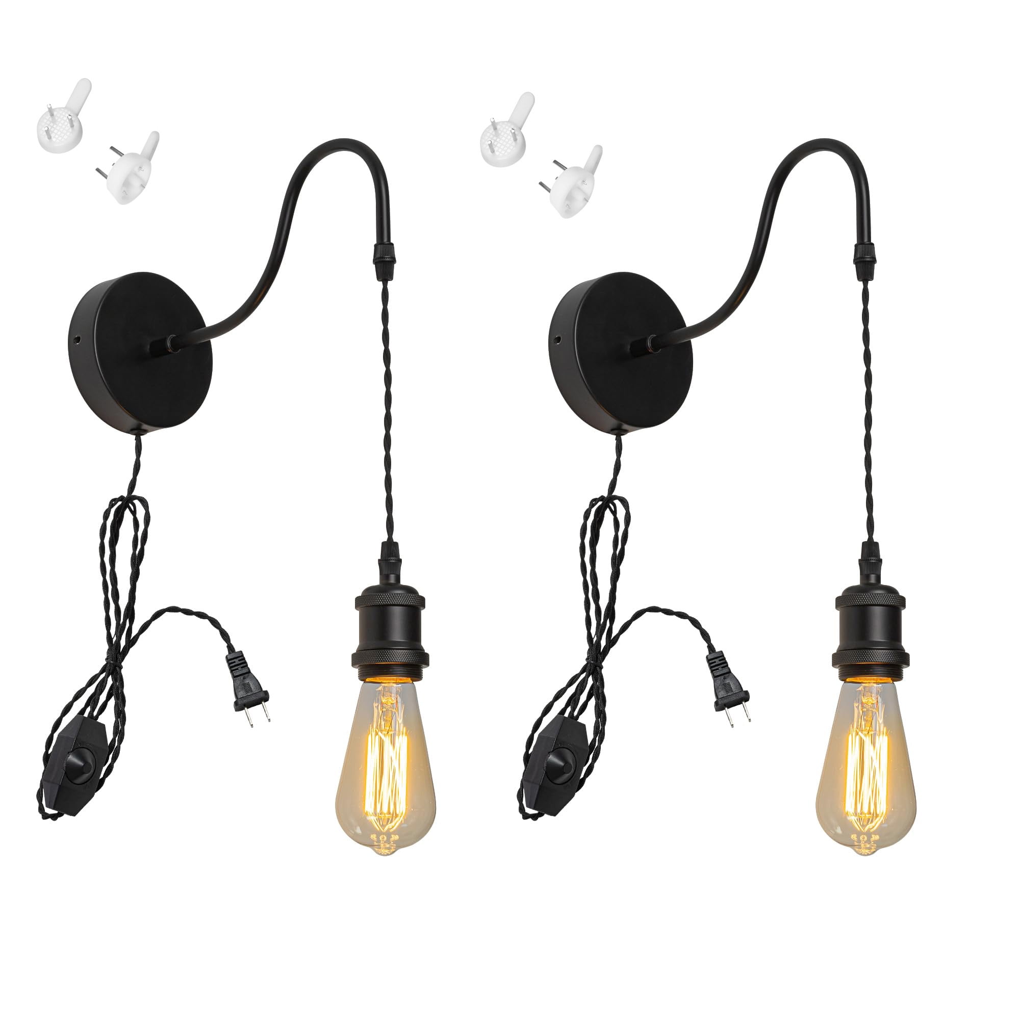 FSLiving Corded Adjustable Gooseneck Wall Sconce 9.8 Feet Dimmable ...