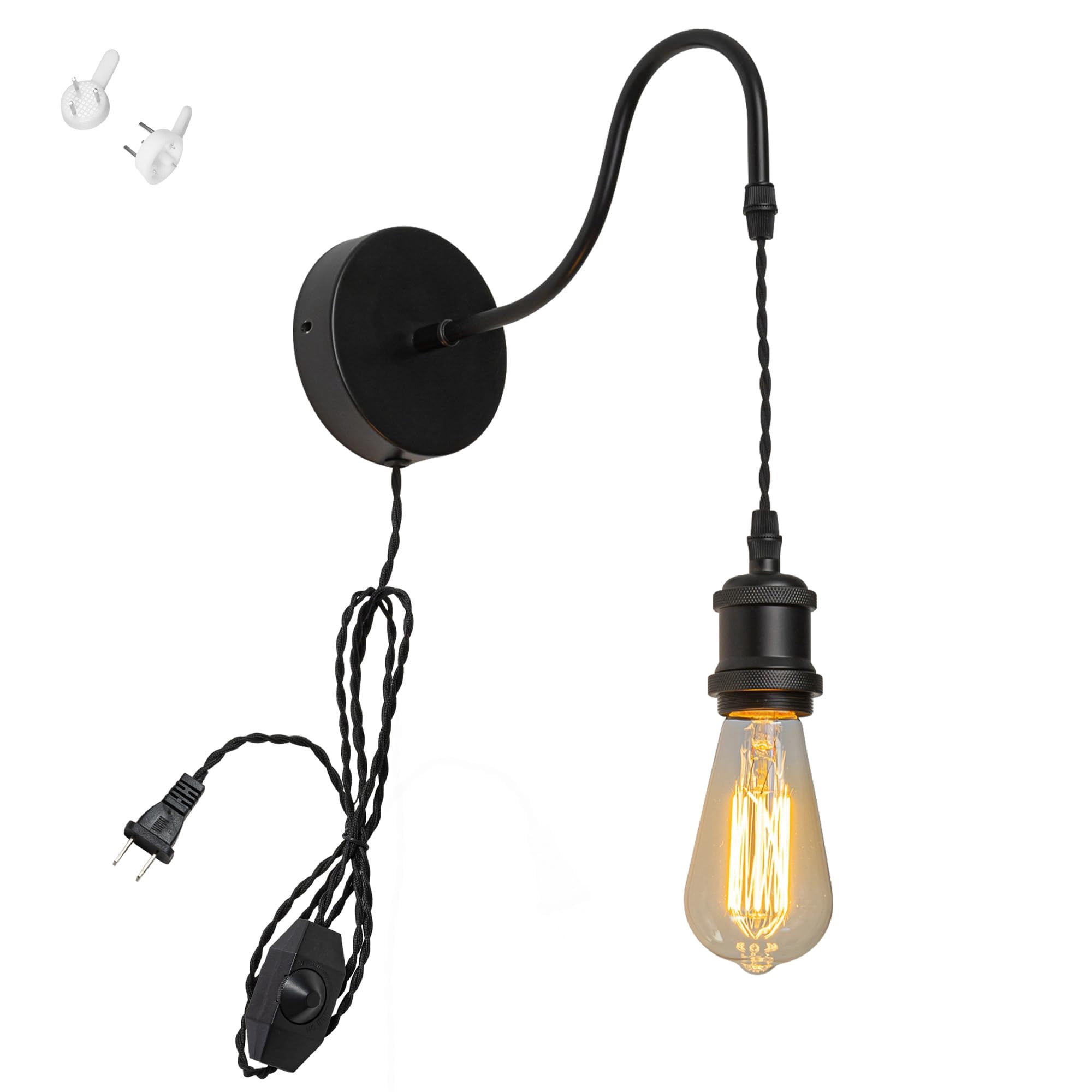 FSLiving Corded Adjustable Gooseneck Wall Sconce 9.8 Feet Dimmable ...