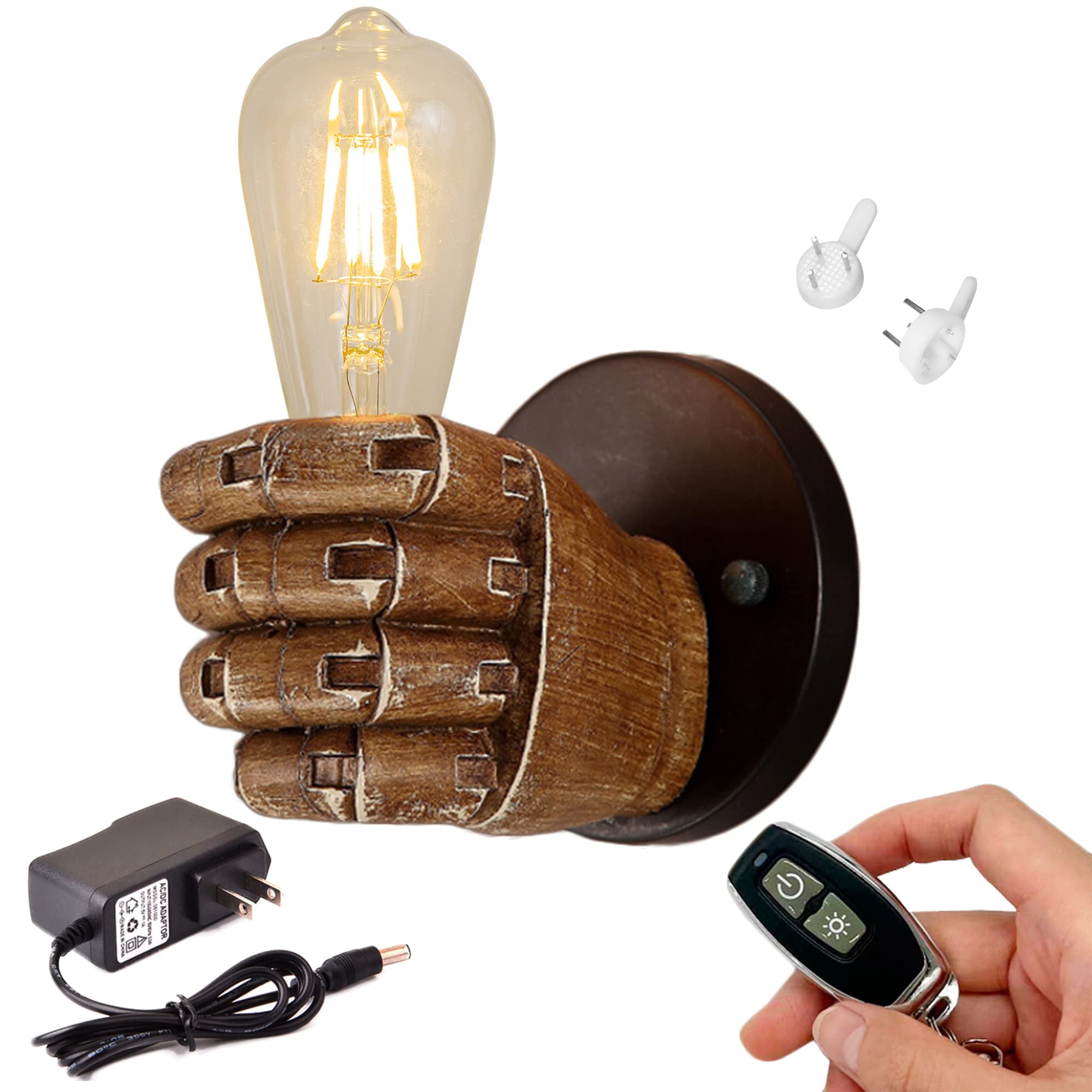 FSLiving Cordless Battery Operated LED Wall Sconce Iron Art Handheld ...