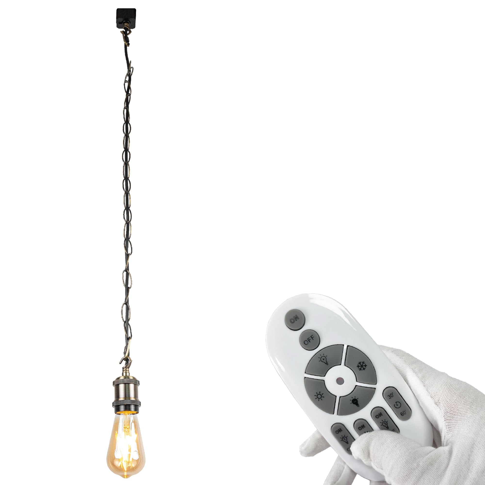 FSLiving DIY Remote Control Track Vintage American Industrial Pendant Light Bronze Enamel J-Type ...