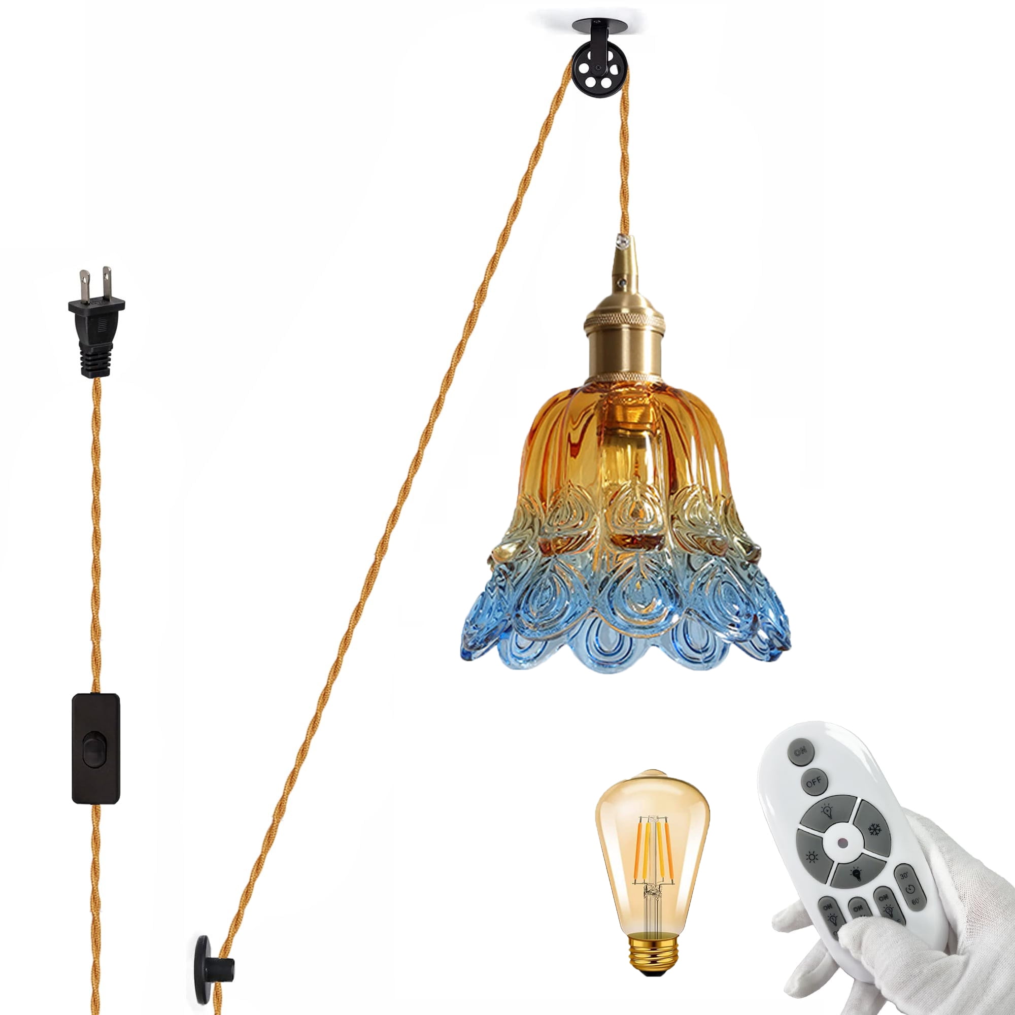 FSLiving Dimmable Color Changing Timer Swag Pendant Light with ...