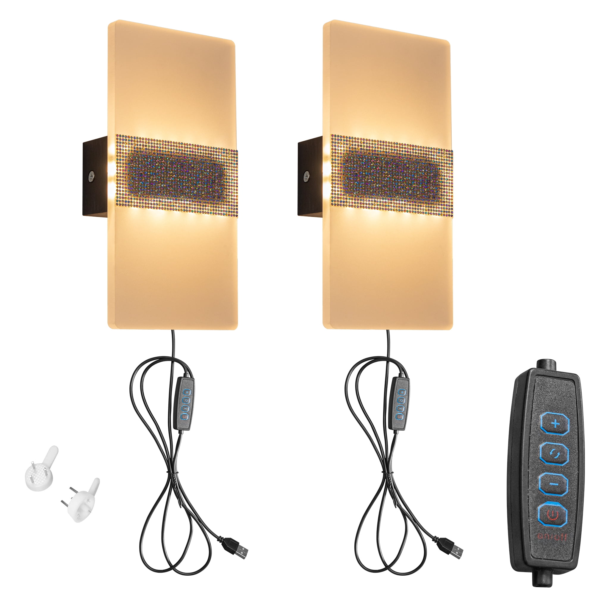 FSLiving Dimmable&Color Changing Wall Sconce with USB-Powered Cord ...