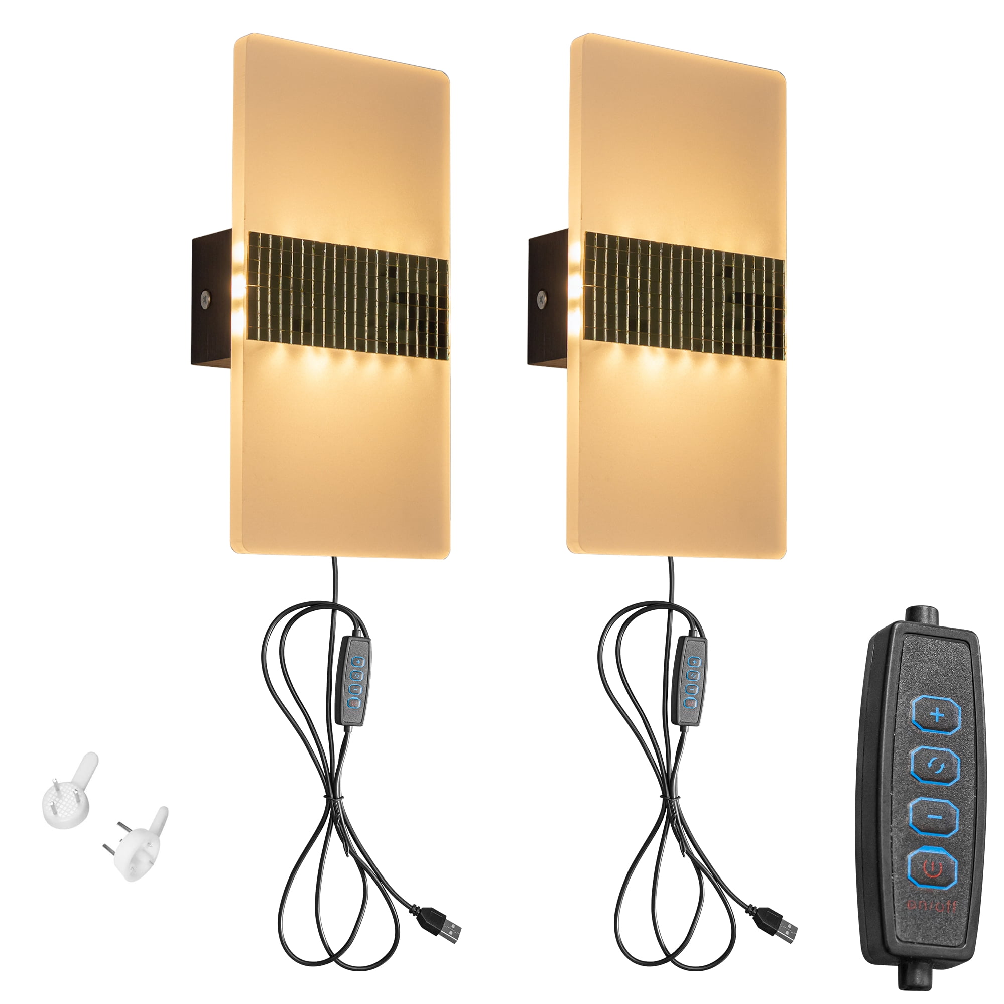 FSLiving Dimmable&Color Changing Wall Sconce with USB-Powered Cord LED ...