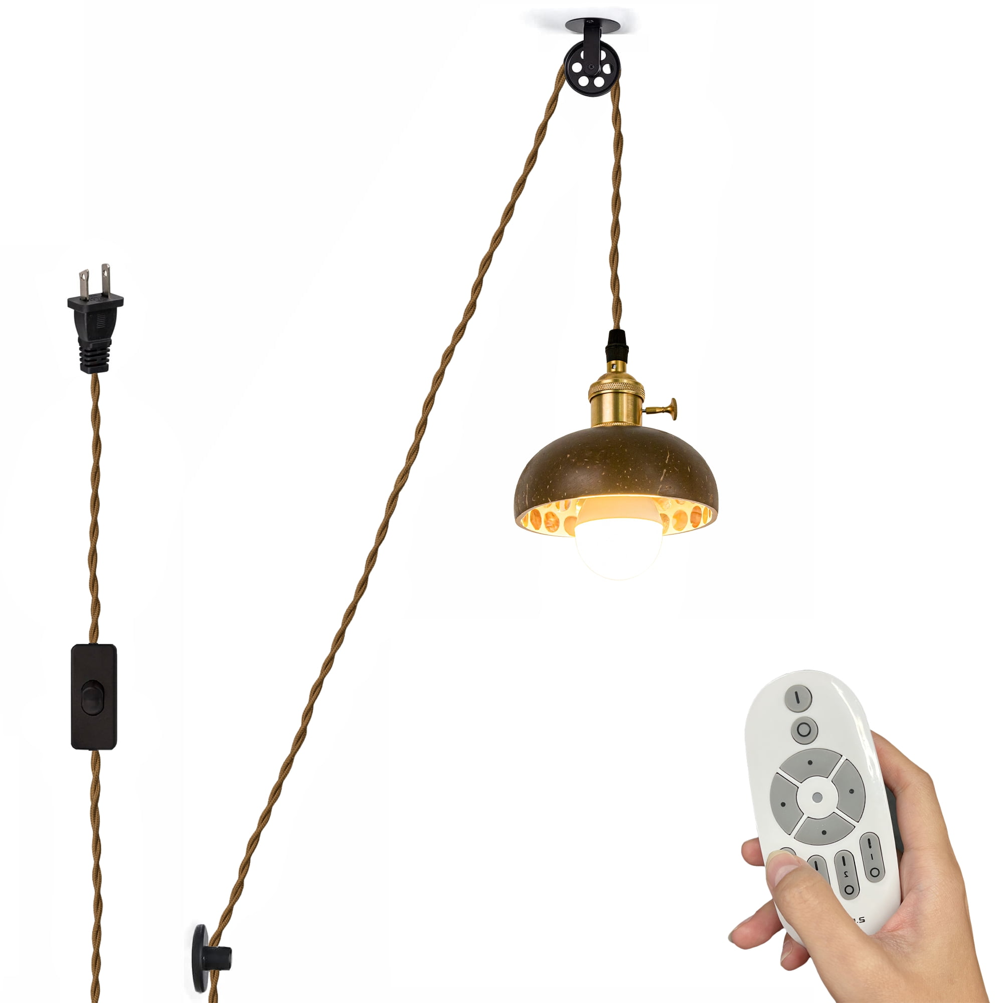 FSLiving Dimmable Color changing Remote Control Pendant Light with 15ft ...
