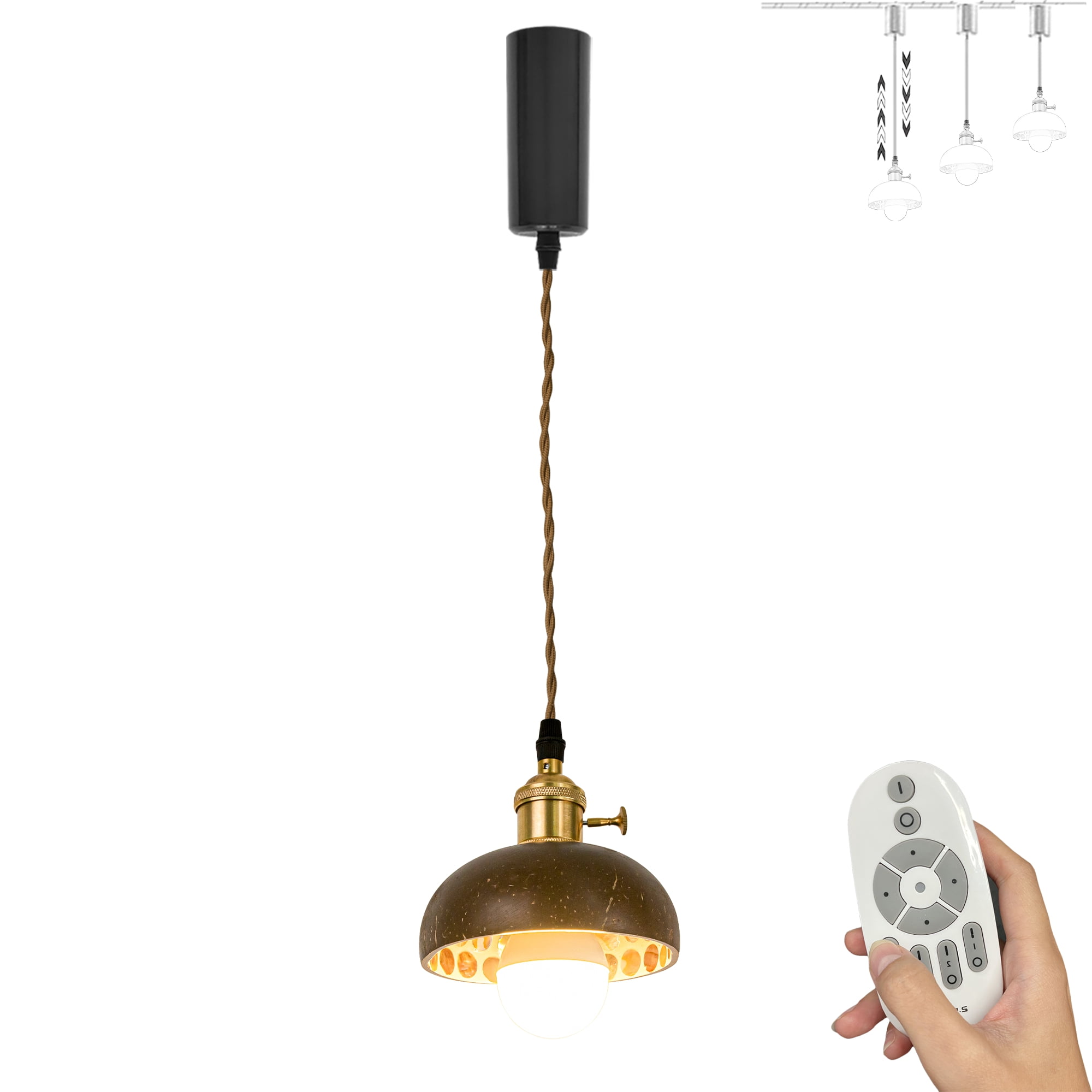 FSLiving Dimmable Color changing Remote Control Pendant Light H-type ...