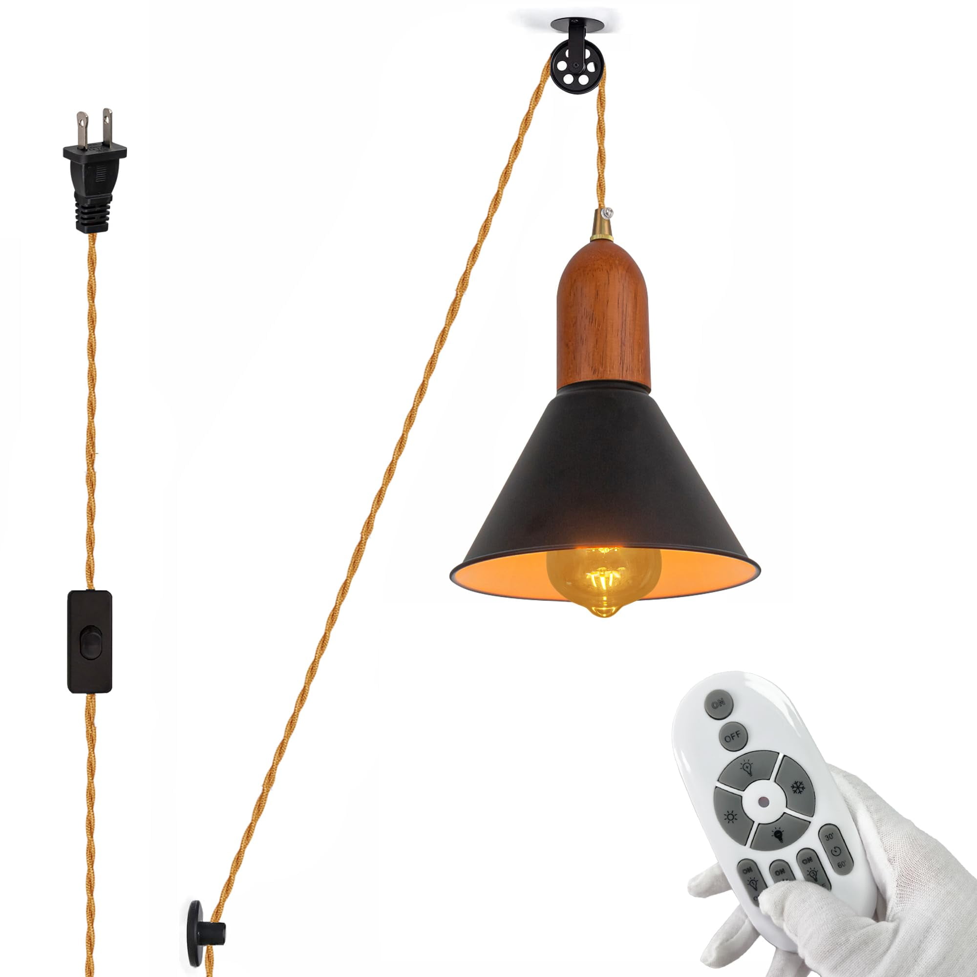 FSLiving Dimmable&ColorChanging Swag Pendant Light with Industrial ...