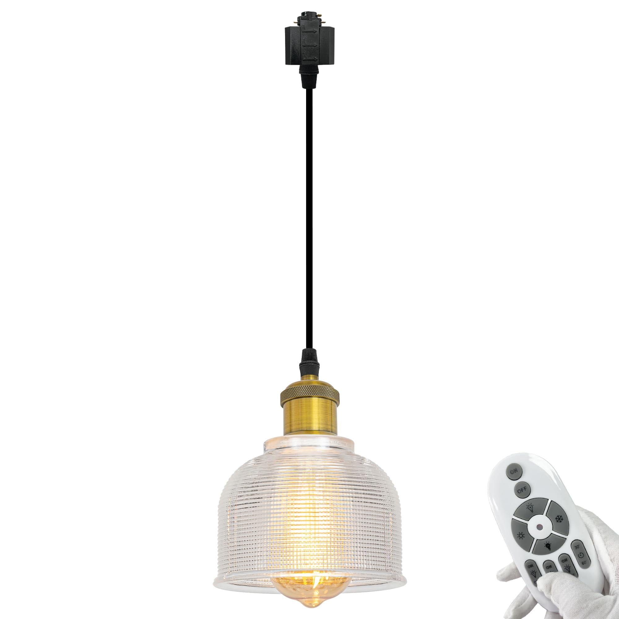 FSLiving Dimmable H Type Track Lighting Remote Control Gold Bronze E26 ...
