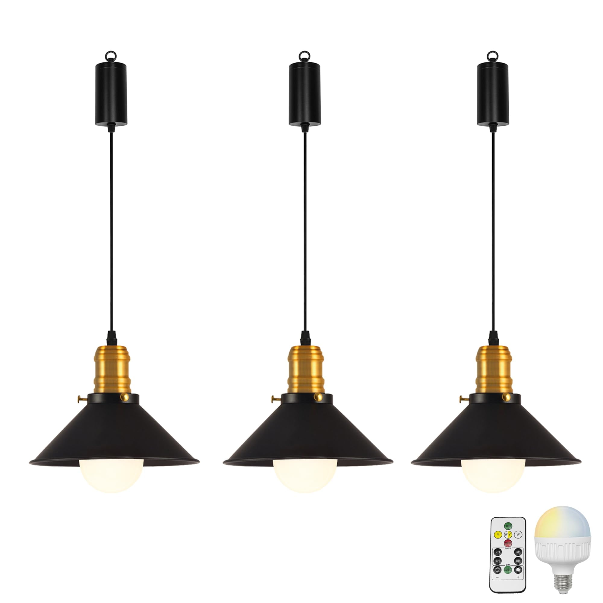 FSLiving Dimmable Hanging Light with Rechargeable Battery Operated LED ...