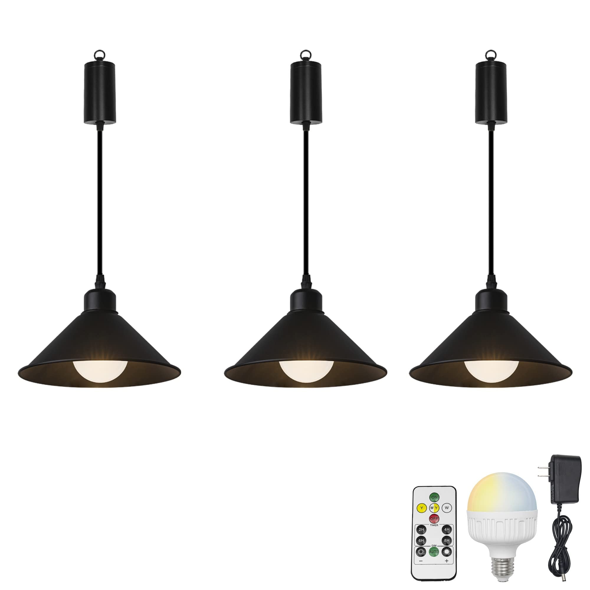 FSLiving Dimmable Hanging Light with Rechargeable Battery Operated LED ...