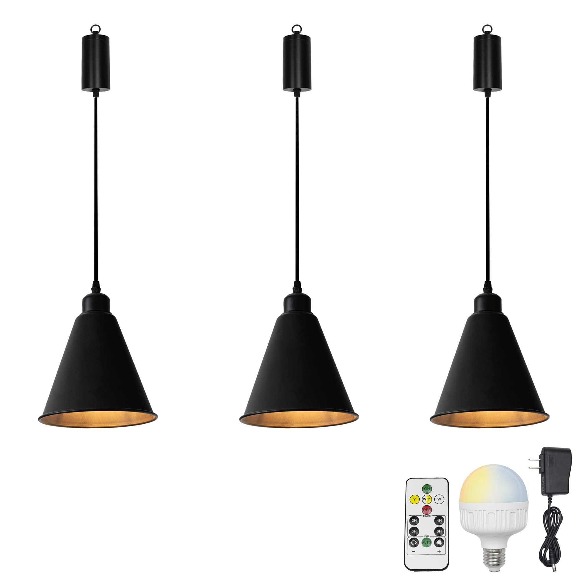 FSLiving Dimmable Hanging Light with Rechargeable Battery Operated LED ...
