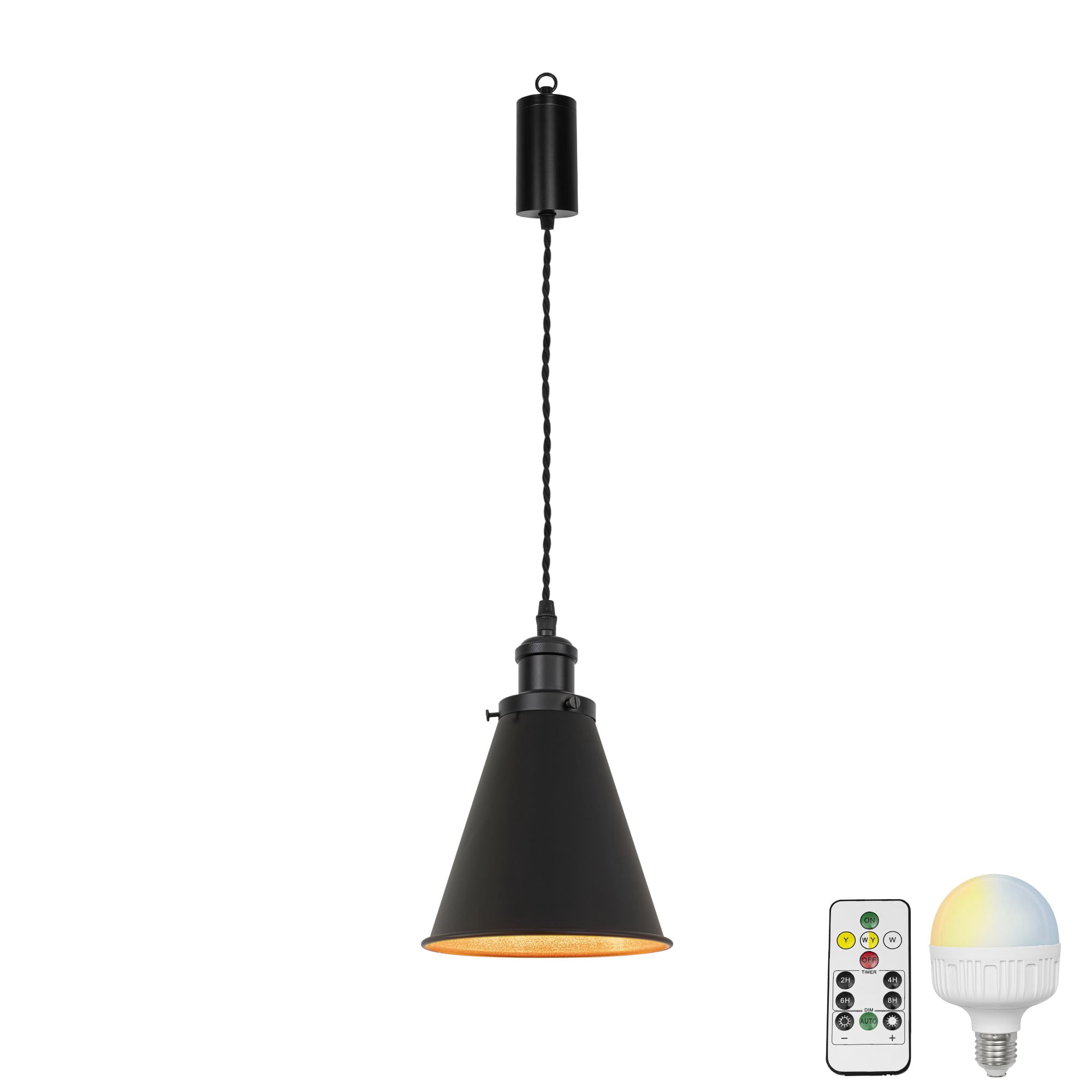 FSLiving Dimmable Hanging Light with Rechargeable Battery Operated LED ...