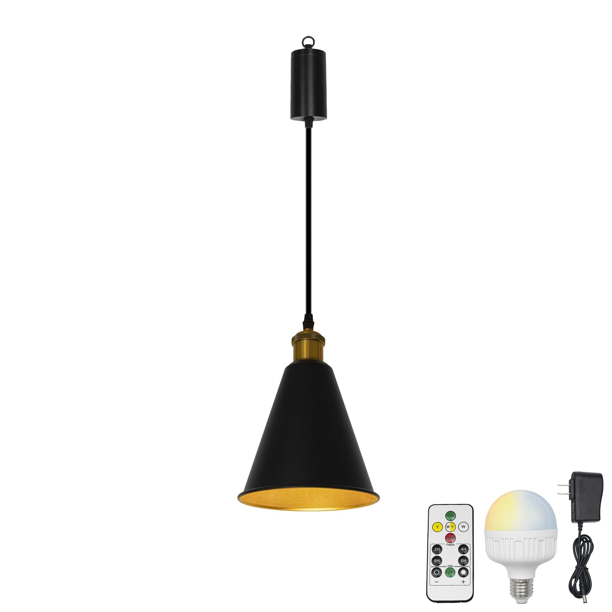 FSLiving Dimmable Hanging Light with Rechargeable Battery Operated LED ...