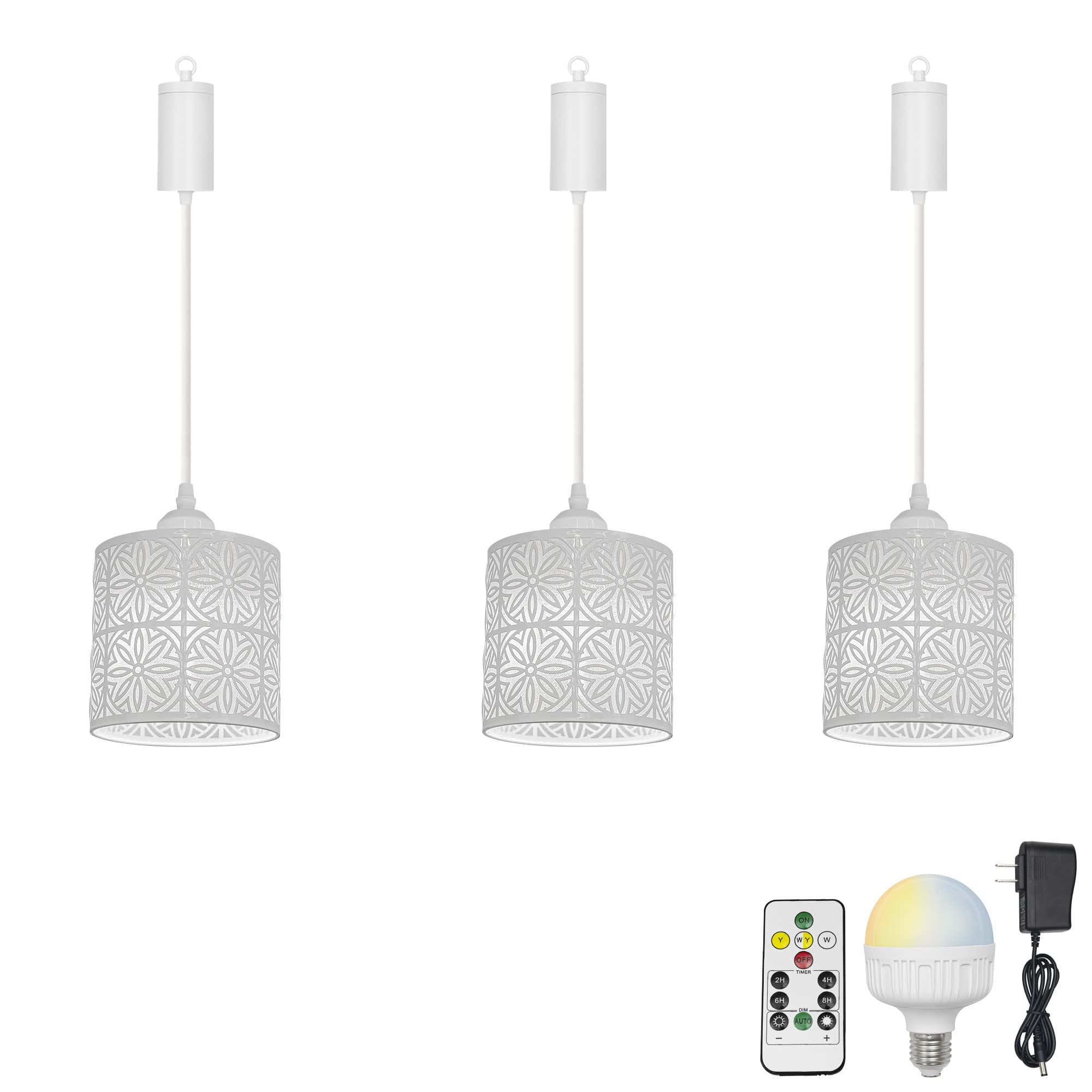 FSLiving Dimmable Hanging Light with Rechargeable Battery Operated LED ...
