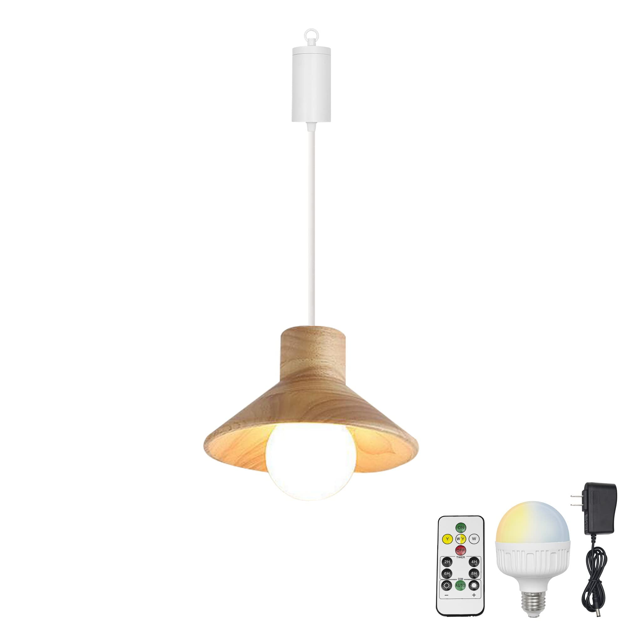 FSLiving Dimmable Hanging Light with Rechargeable Battery Operated LED ...