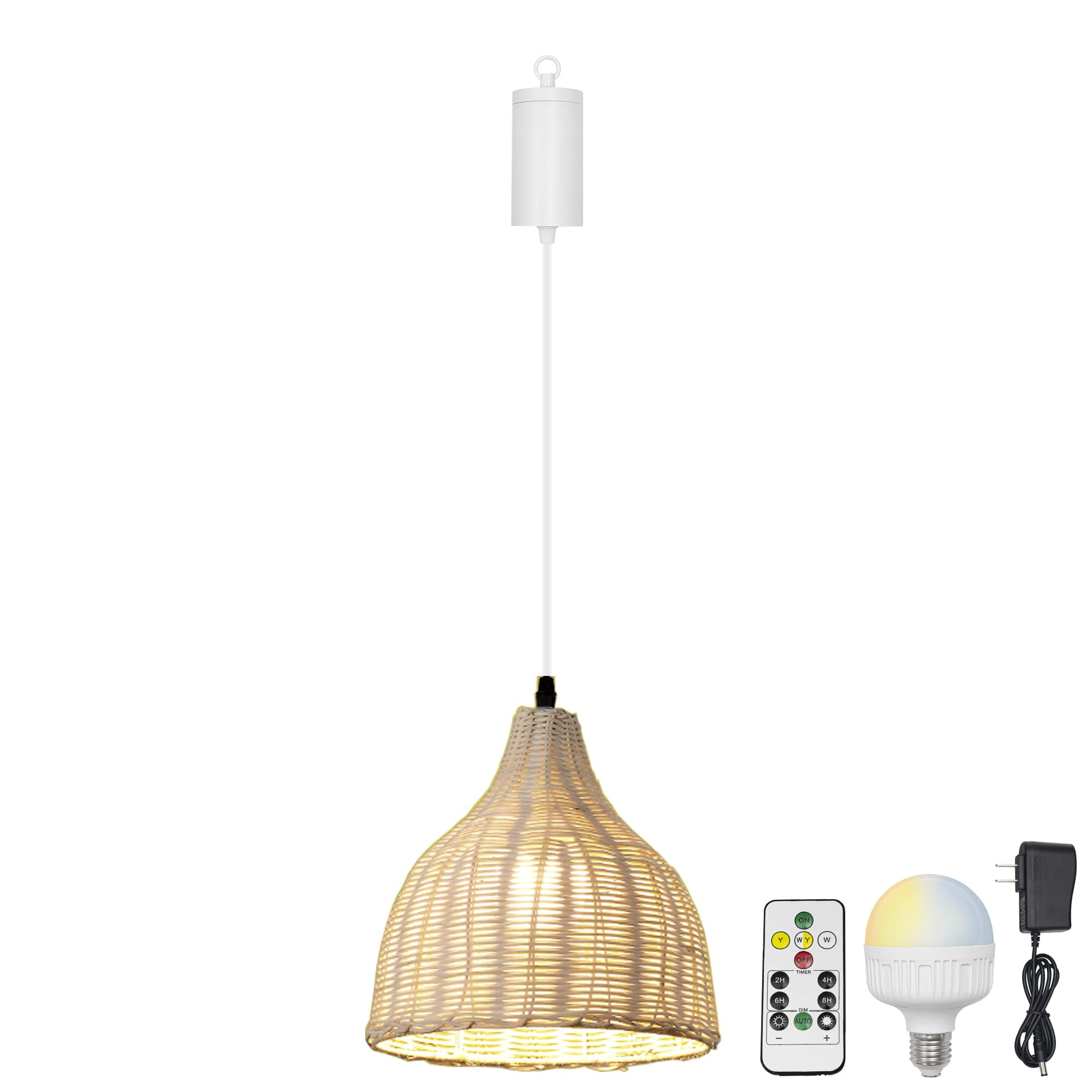 FSLiving Dimmable Hanging Light with Rechargeable Battery Operated LED ...