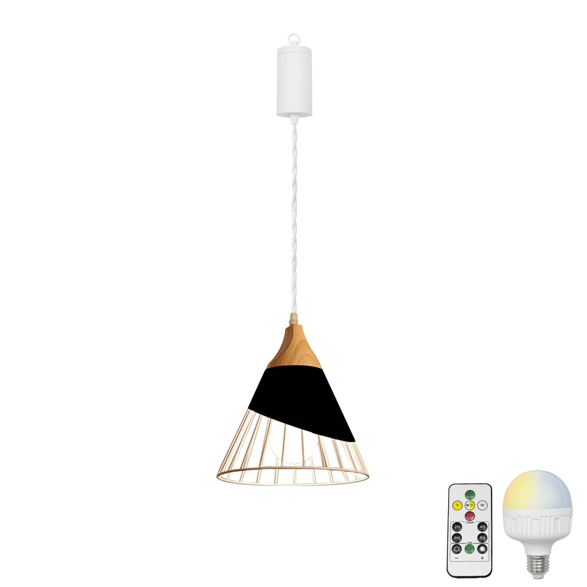 FSLiving Dimmable Hanging Light with Rechargeable Battery Operated LED ...