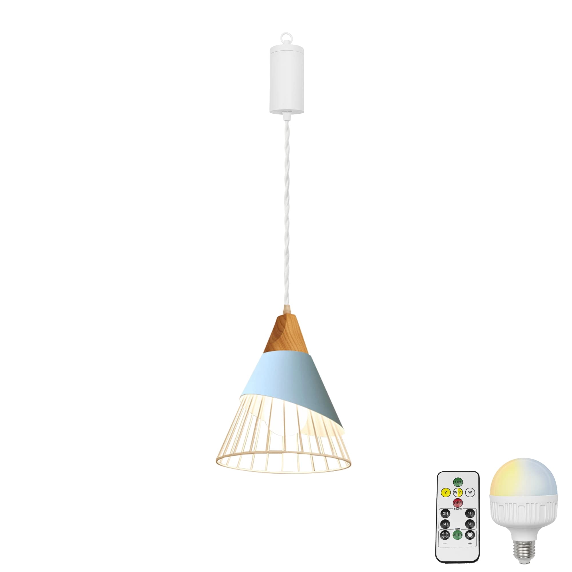 FSLiving Dimmable Hanging Light with Rechargeable Battery Operated LED ...