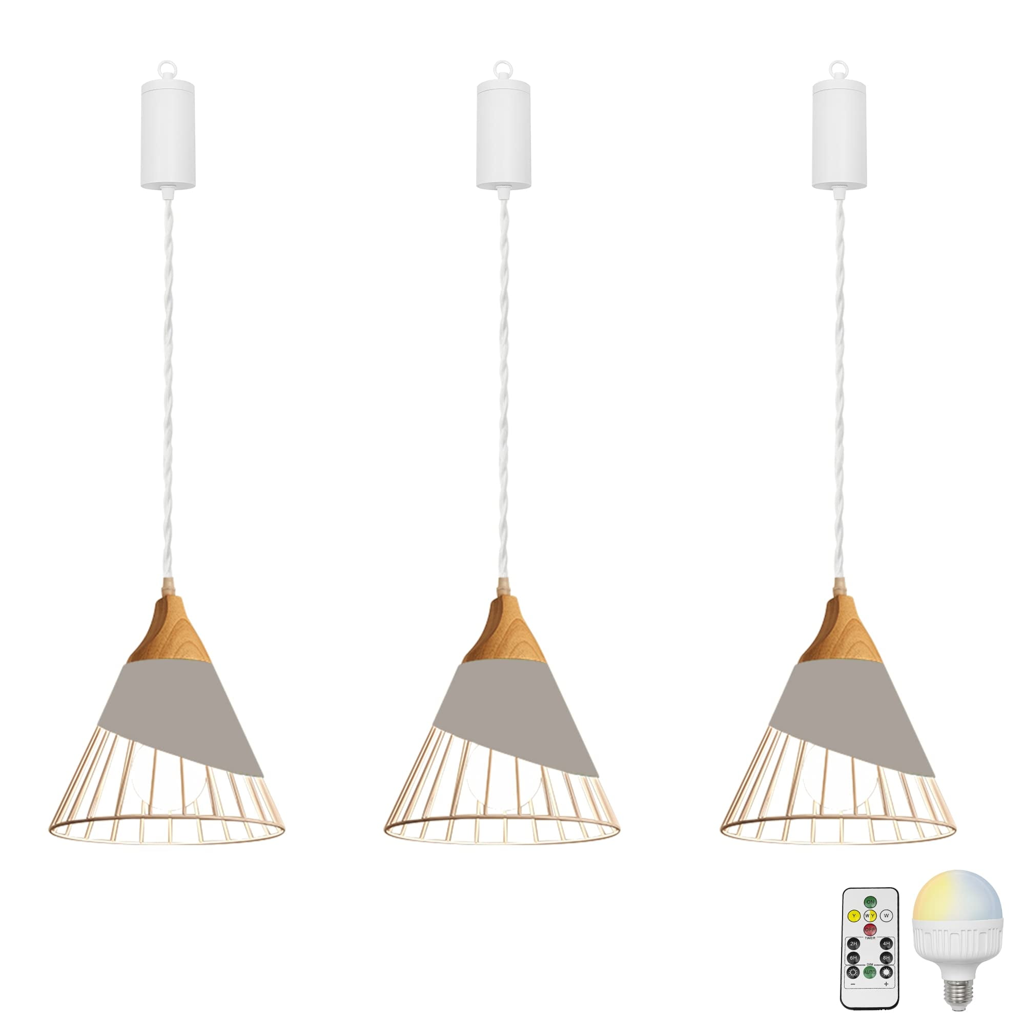 FSLiving Dimmable Hanging Light with Rechargeable Battery Operated LED ...