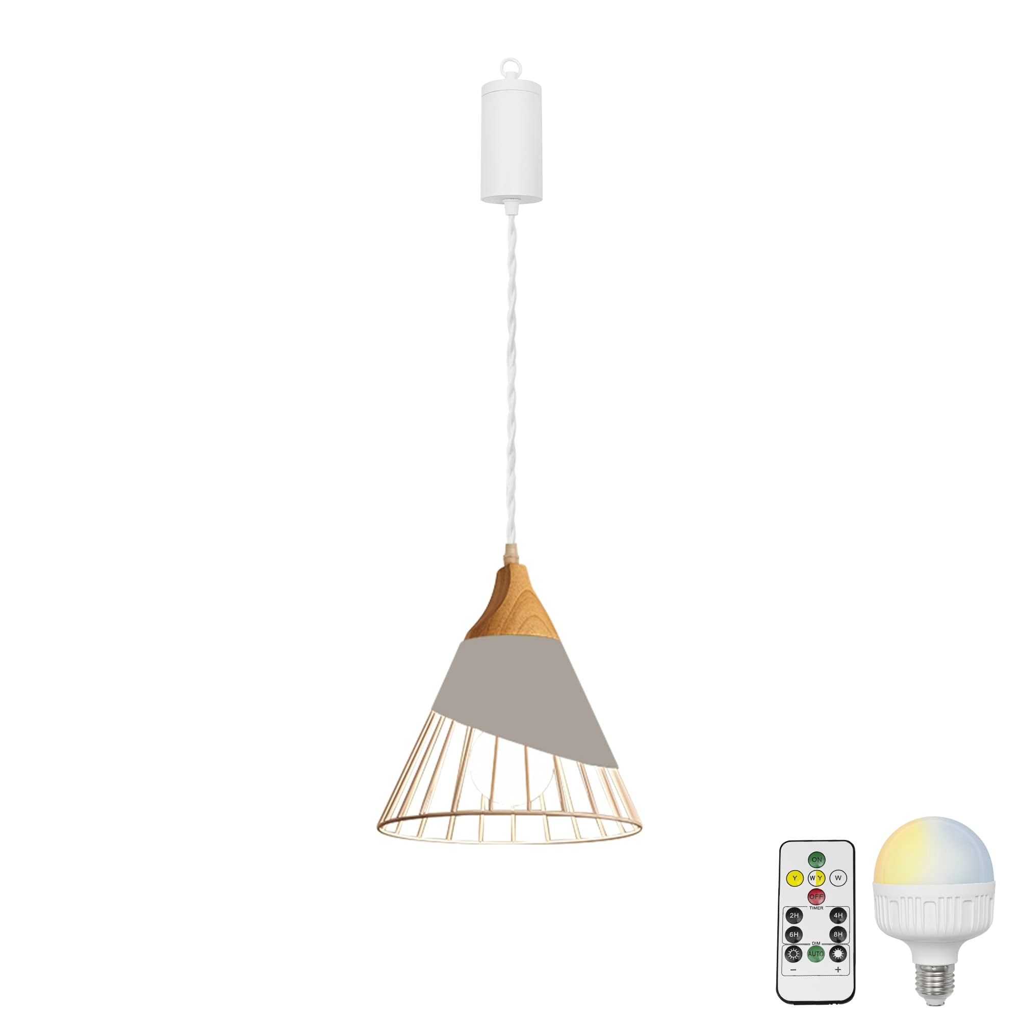 FSLiving Dimmable Hanging Light with Rechargeable Battery Operated LED ...