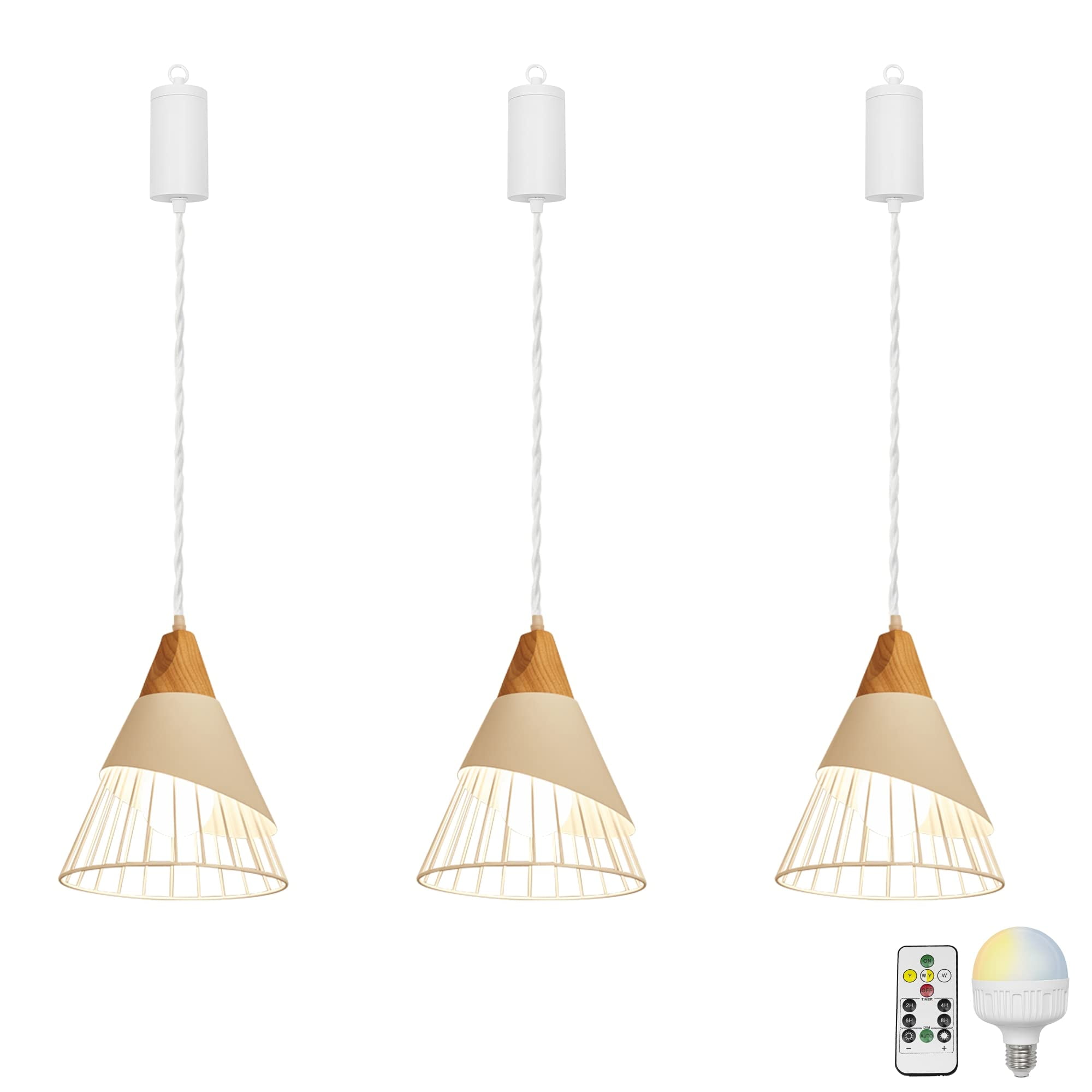 FSLiving Dimmable Hanging Light with Rechargeable Battery Operated LED ...