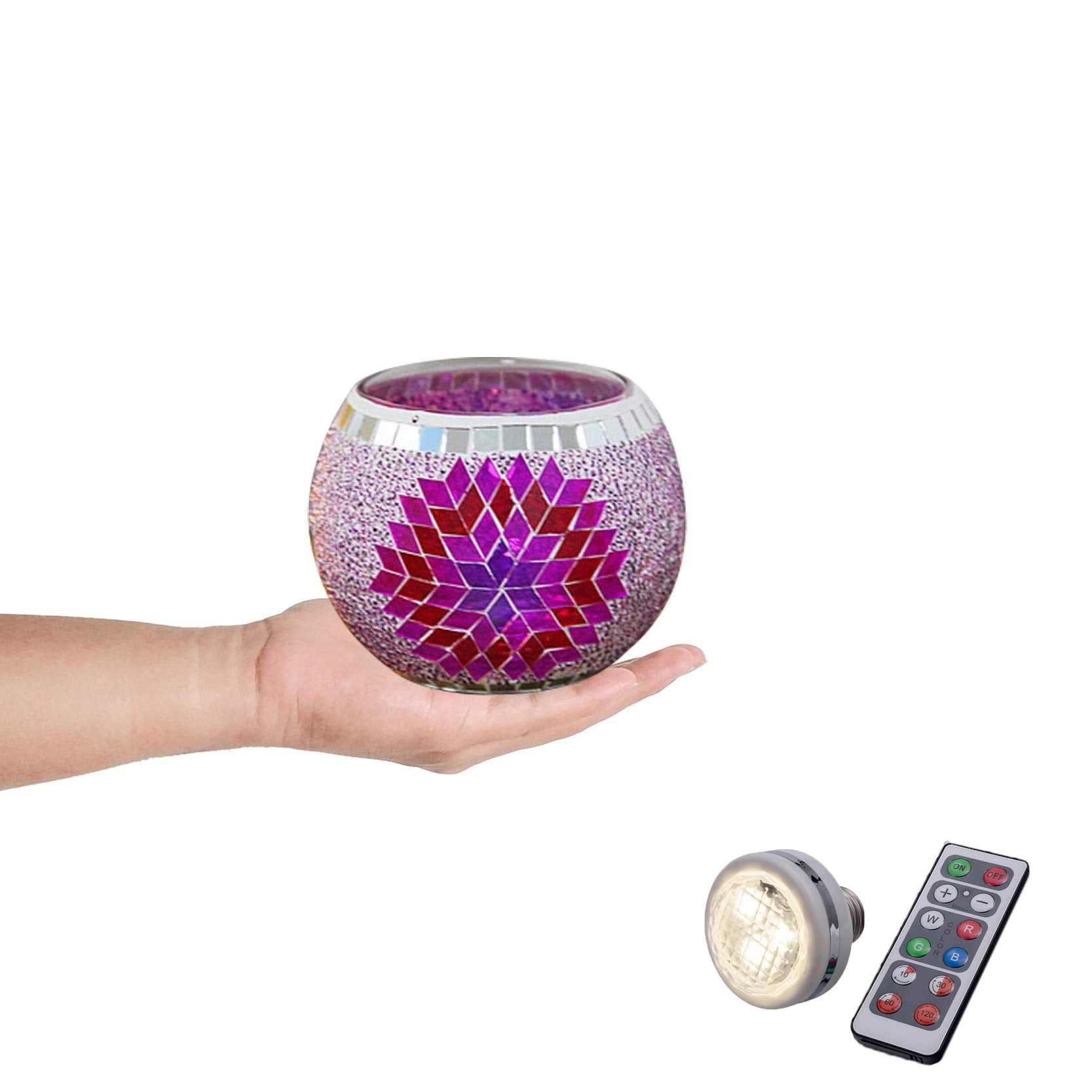 FSLiving Dimmable Timing Table Lamp LED Remote Control Battery Run ...