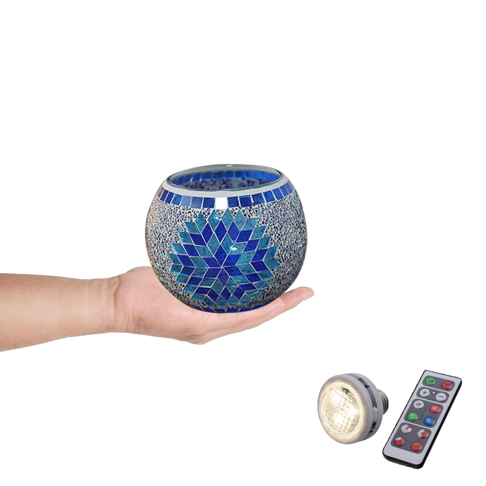 FSLiving Dimmable Timing Table Lamp LED Remote Control Battery Run ...