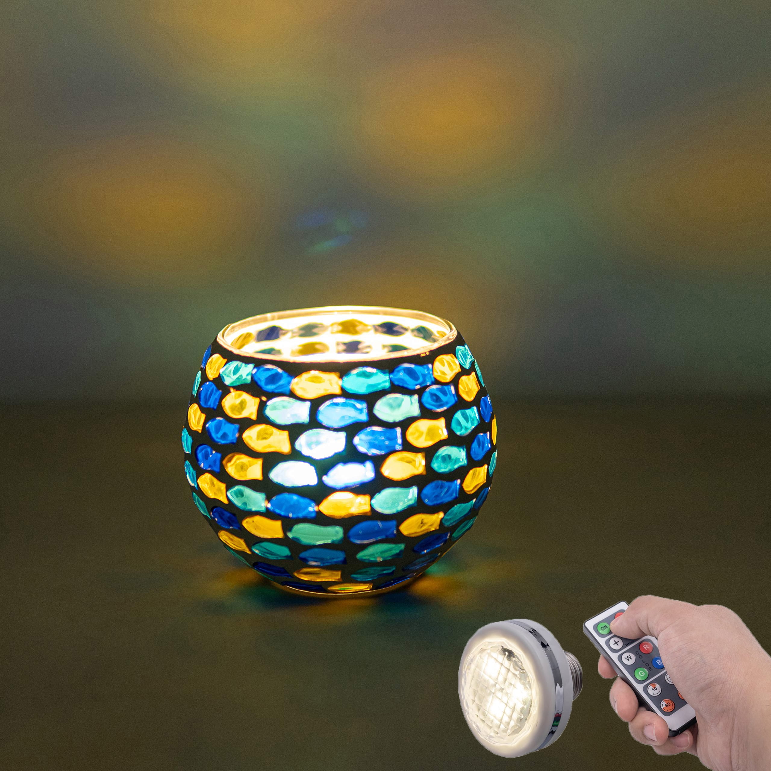 FSLiving Dimmable Timing Table Lamp LED Remote Control Battery Run ...