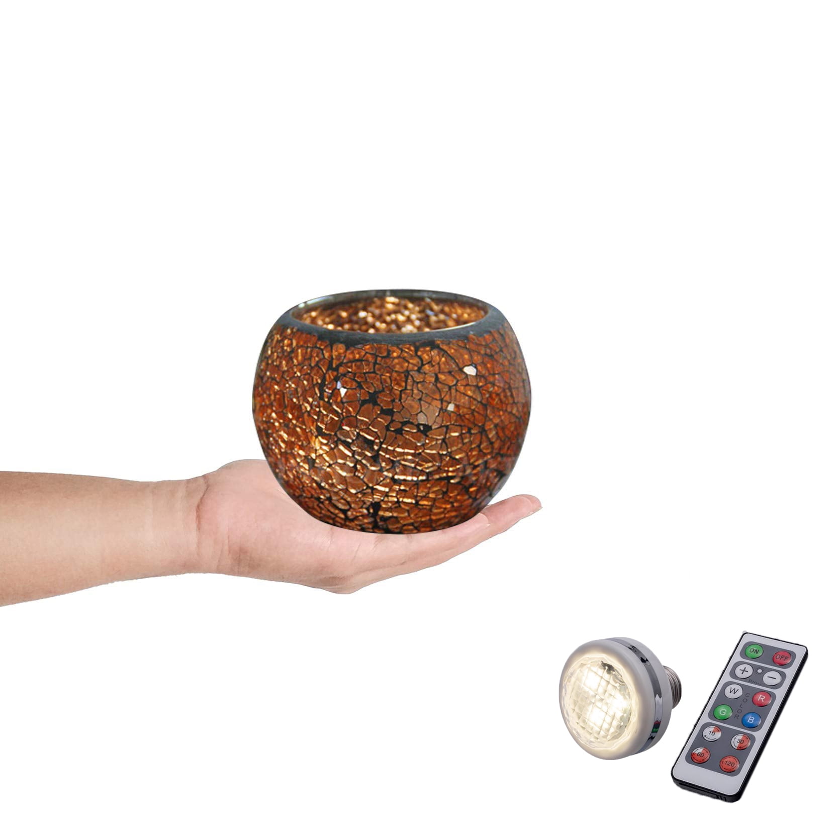 FSLiving Dimmable Timing Table Lamp LED Remote Control Battery Run ...