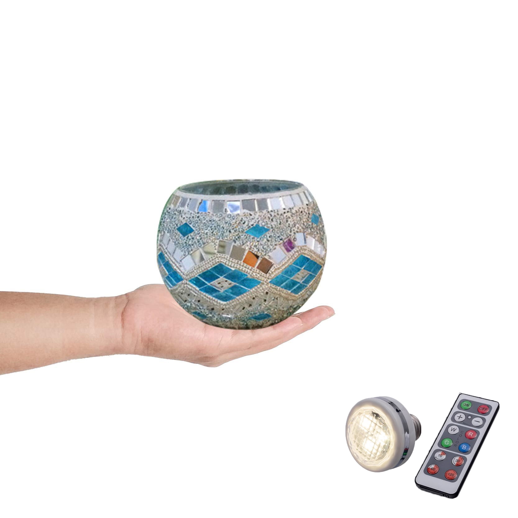 FSLiving Dimmable Timing Table Lamp LED Remote Control Battery Run ...