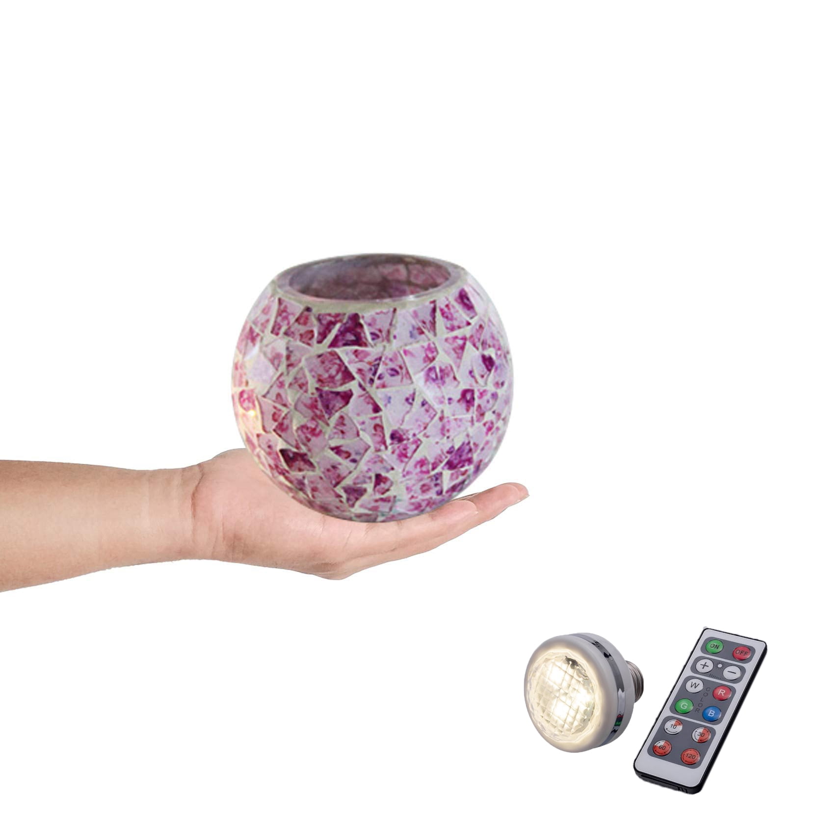 FSLiving Dimmable Timing Table Lamp LED Remote Control Battery Run ...