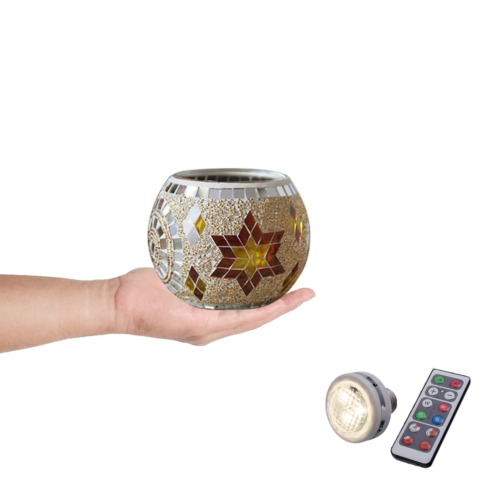 FSLiving Dimmable Timing Table Lamp LED Remote Control Battery Run ...