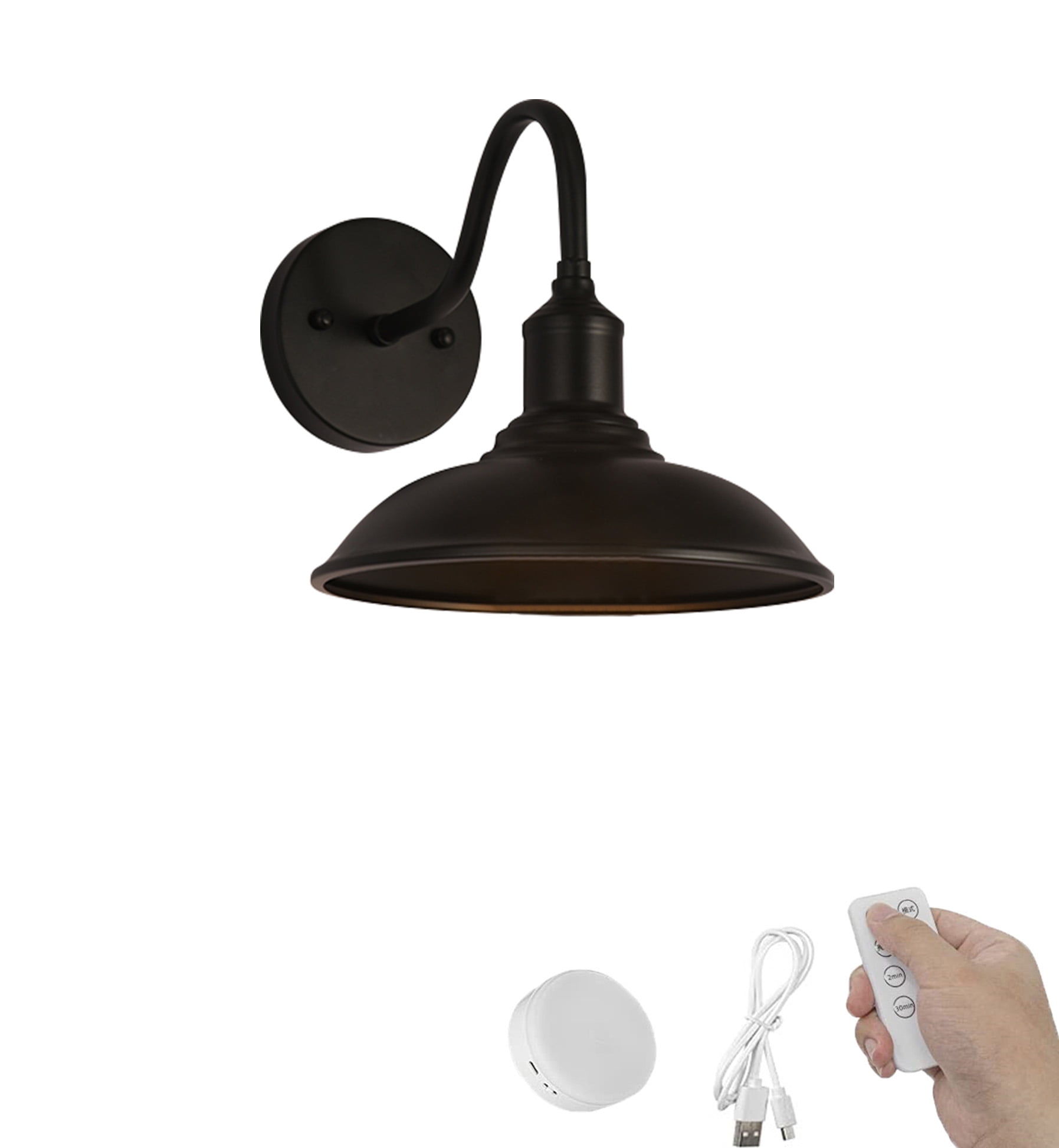 FSLiving Dimmable Wall Lamp with USB Charging Bulb,Remote Control ...