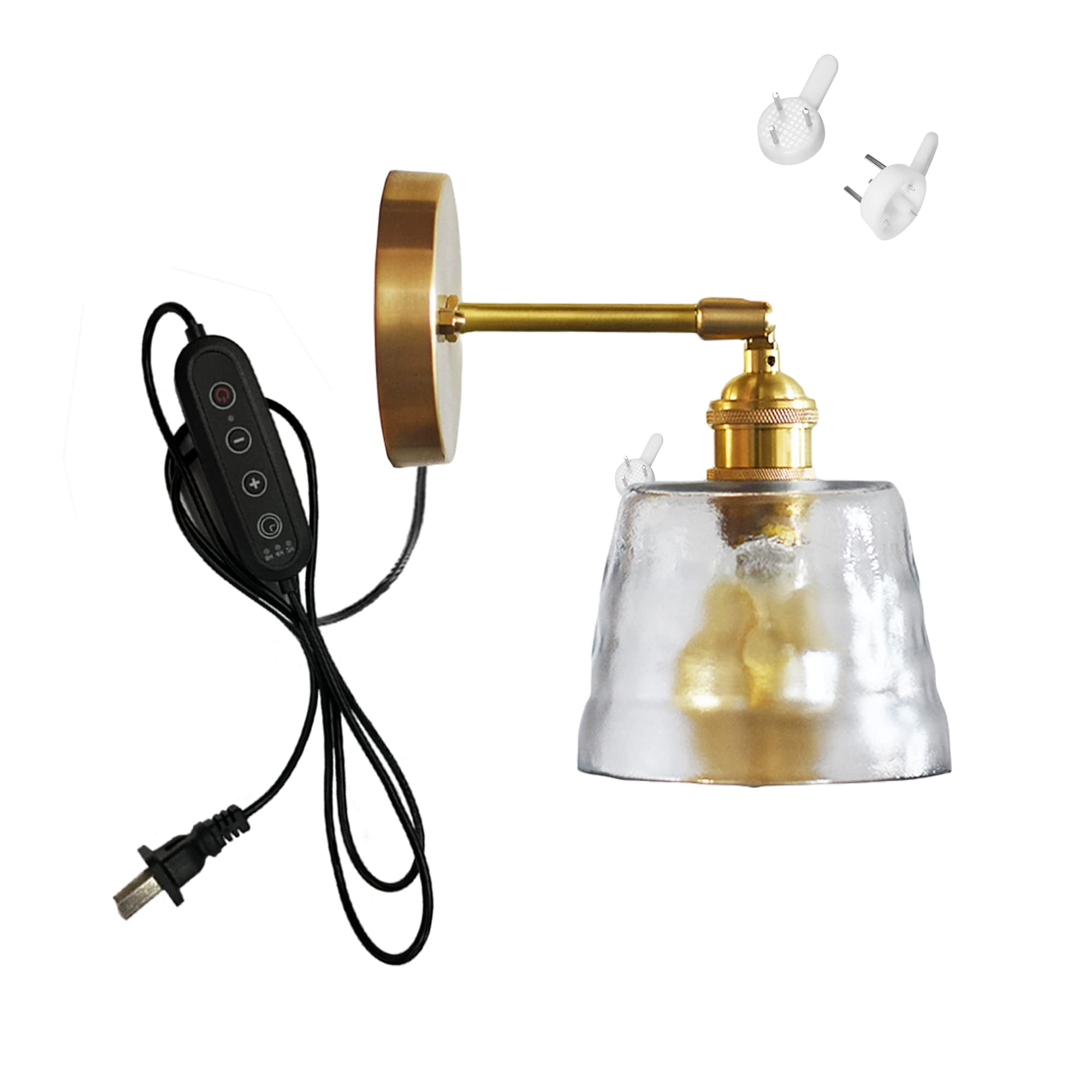 FSLiving No Drilling Adjustable Wall Sconces with UL Plug-in Timer ...
