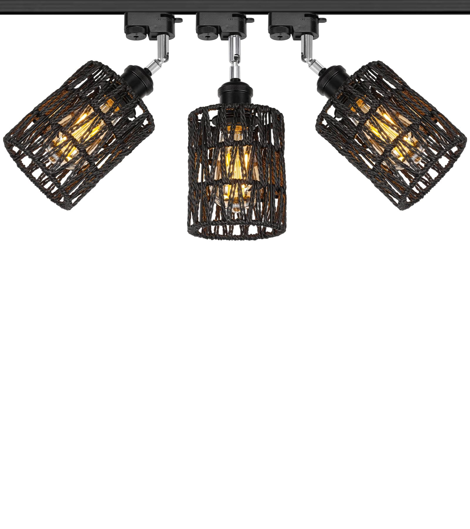 FSLiving Gimbaled Adjustable 2-Wire Track Pendants Black Twine Natural ...