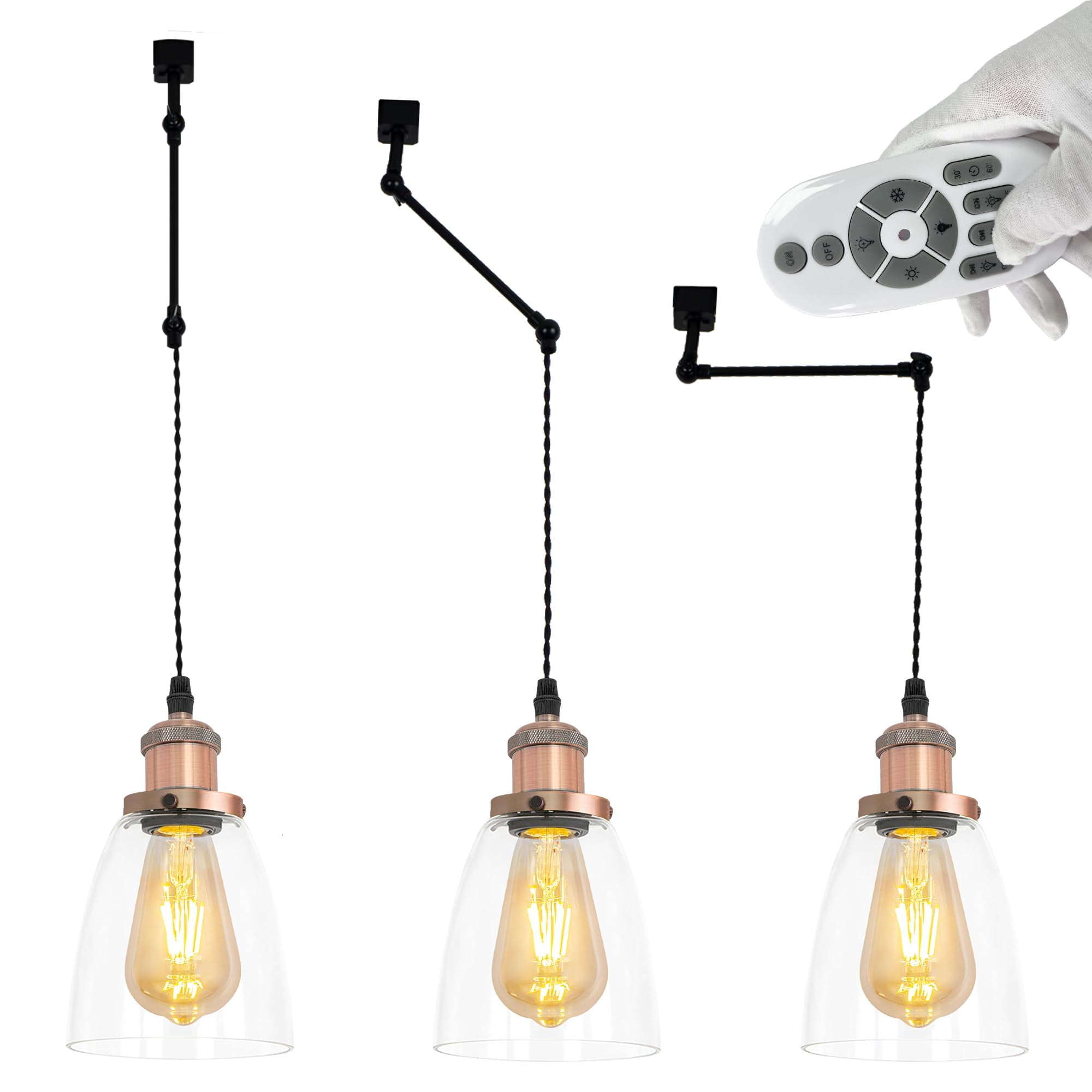 FSLiving Gimbaled LED Track Pendant Light,Adjustable Height Halo Track ...