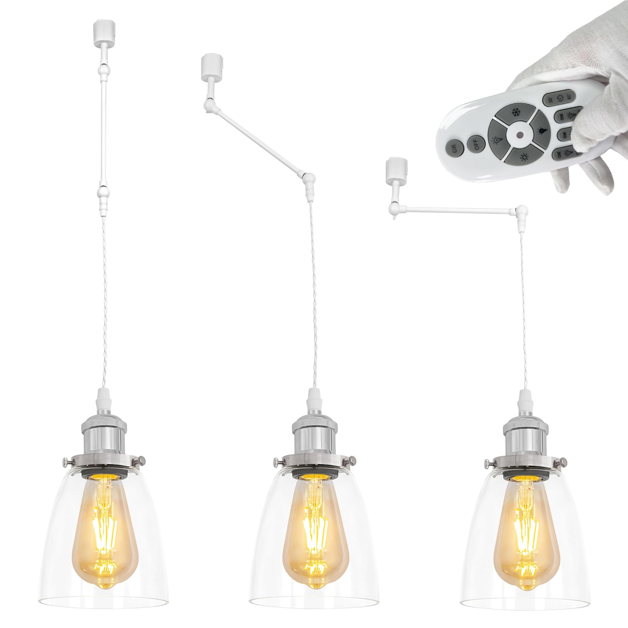 FSLiving Gimbaled LED Track Pendant Light,Adjustable Height Halo Track ...