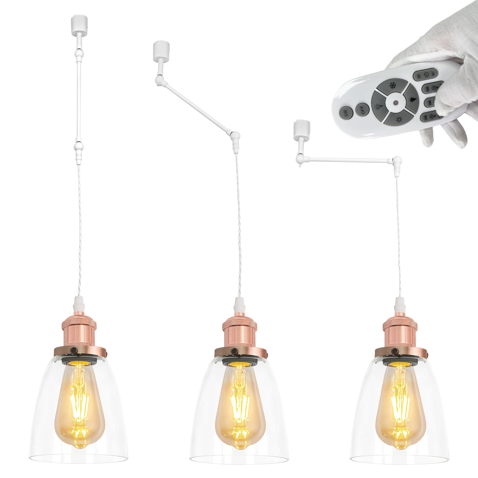 FSLiving Gimbaled LED Track Pendant Light,Adjustable Height Halo Track ...